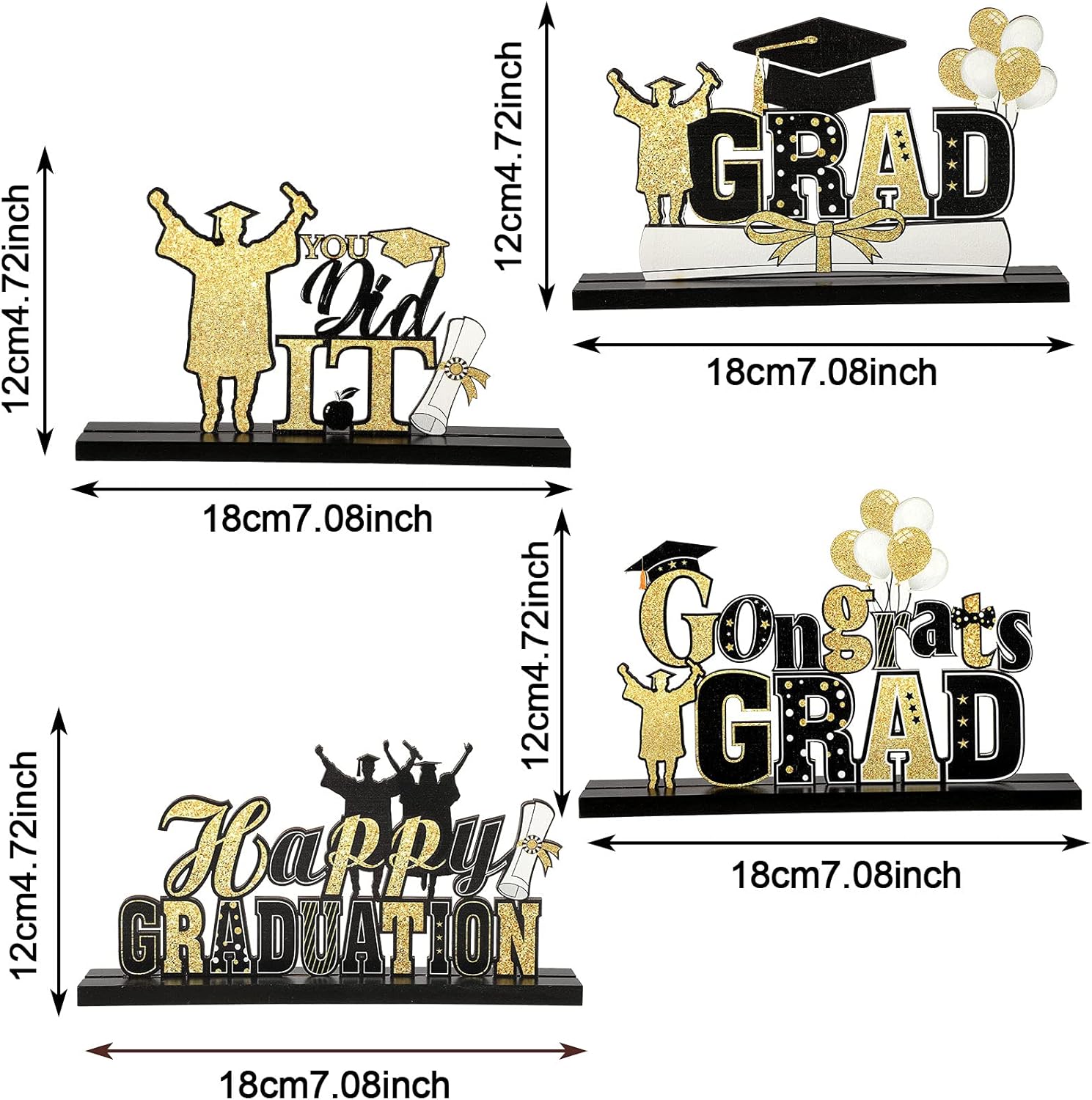 4 Pieces 2021 Wooden Graduation Party Decorations Congrats Grad ...