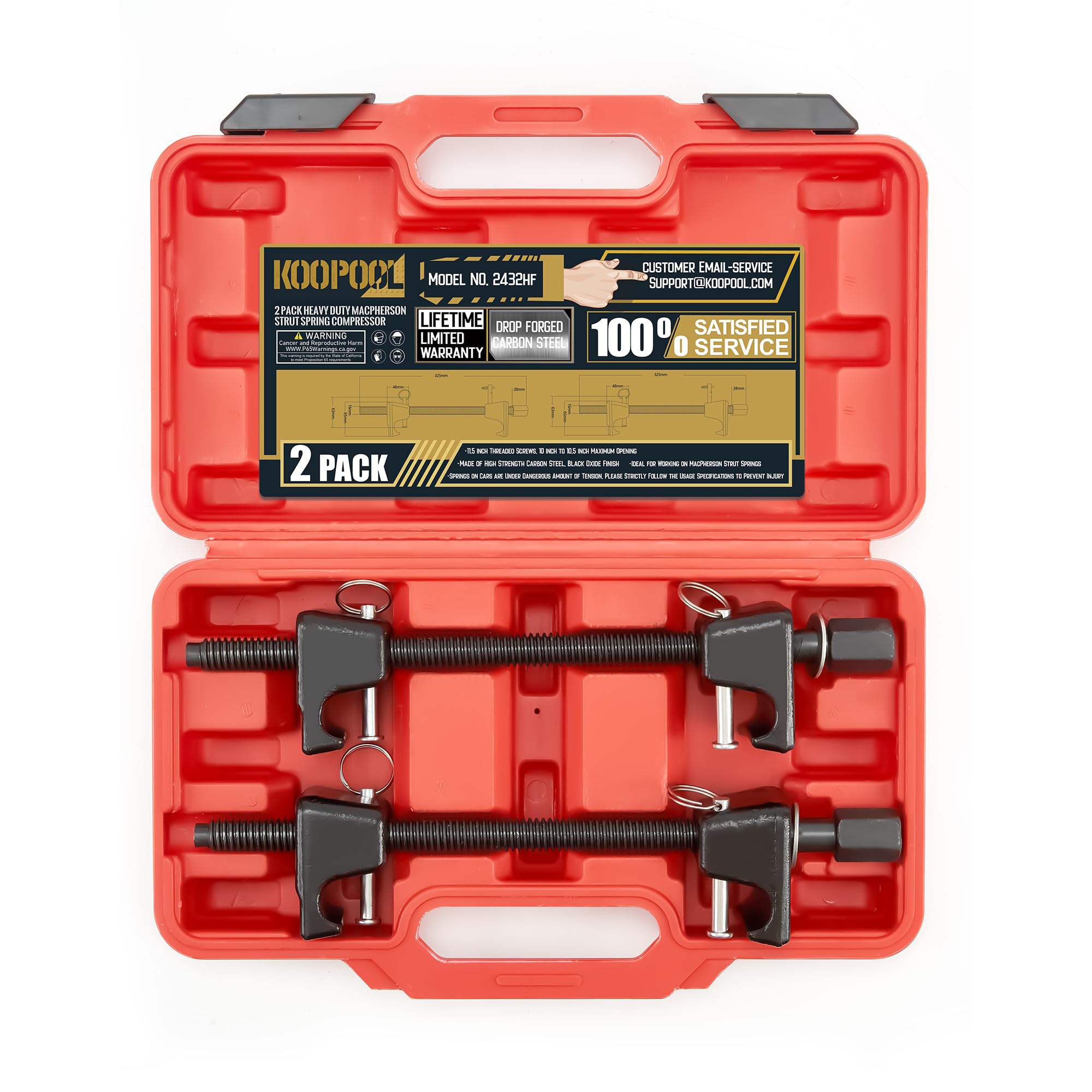 KOOPOOL Strut Spring Compressor Tool Set 2 Pack 11.5-inches Macpherson ...
