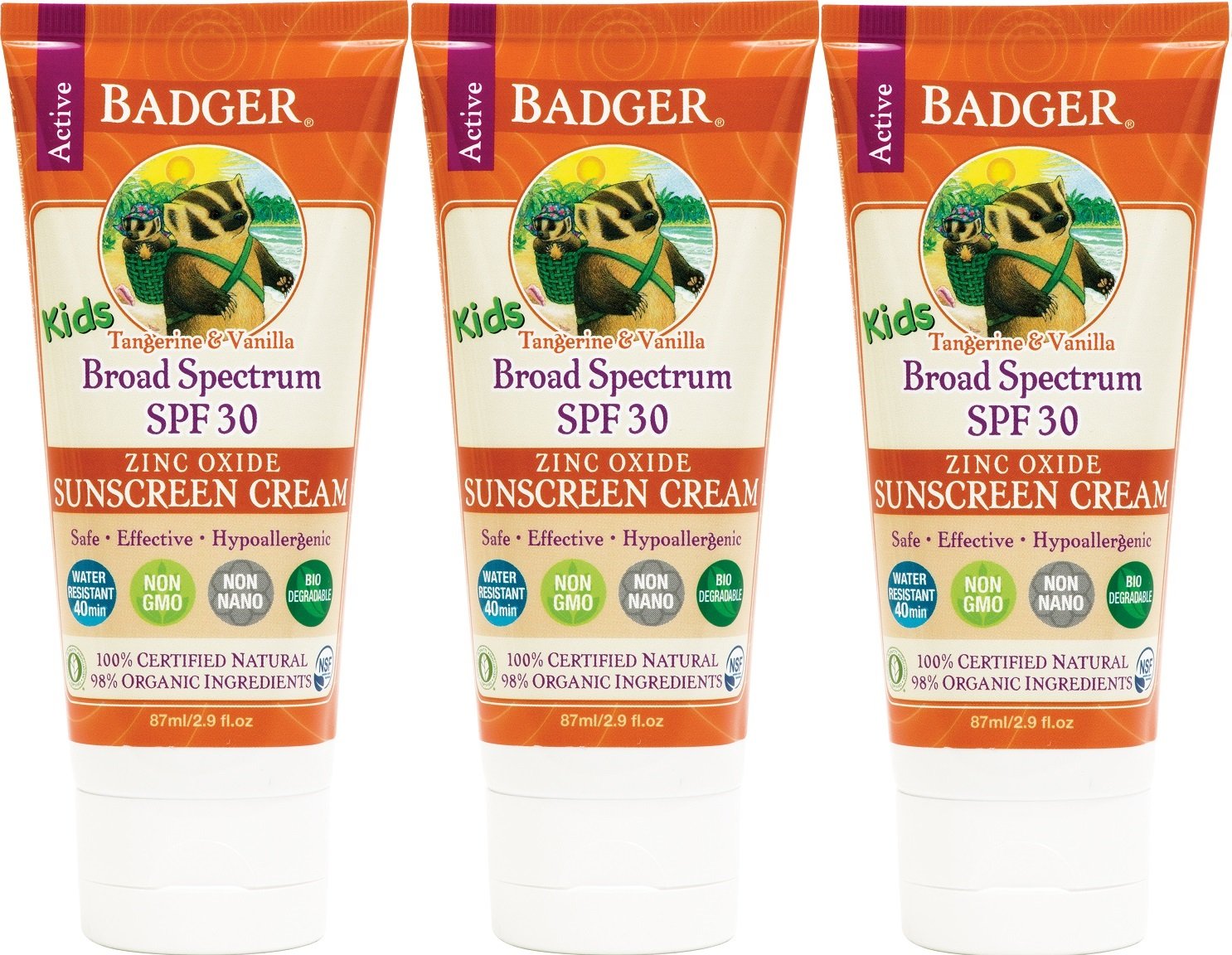 Amazon.com: Badger SPF 30 Baby Sunscreen Cream - 2.9 oz Tube - 3 Pack ...