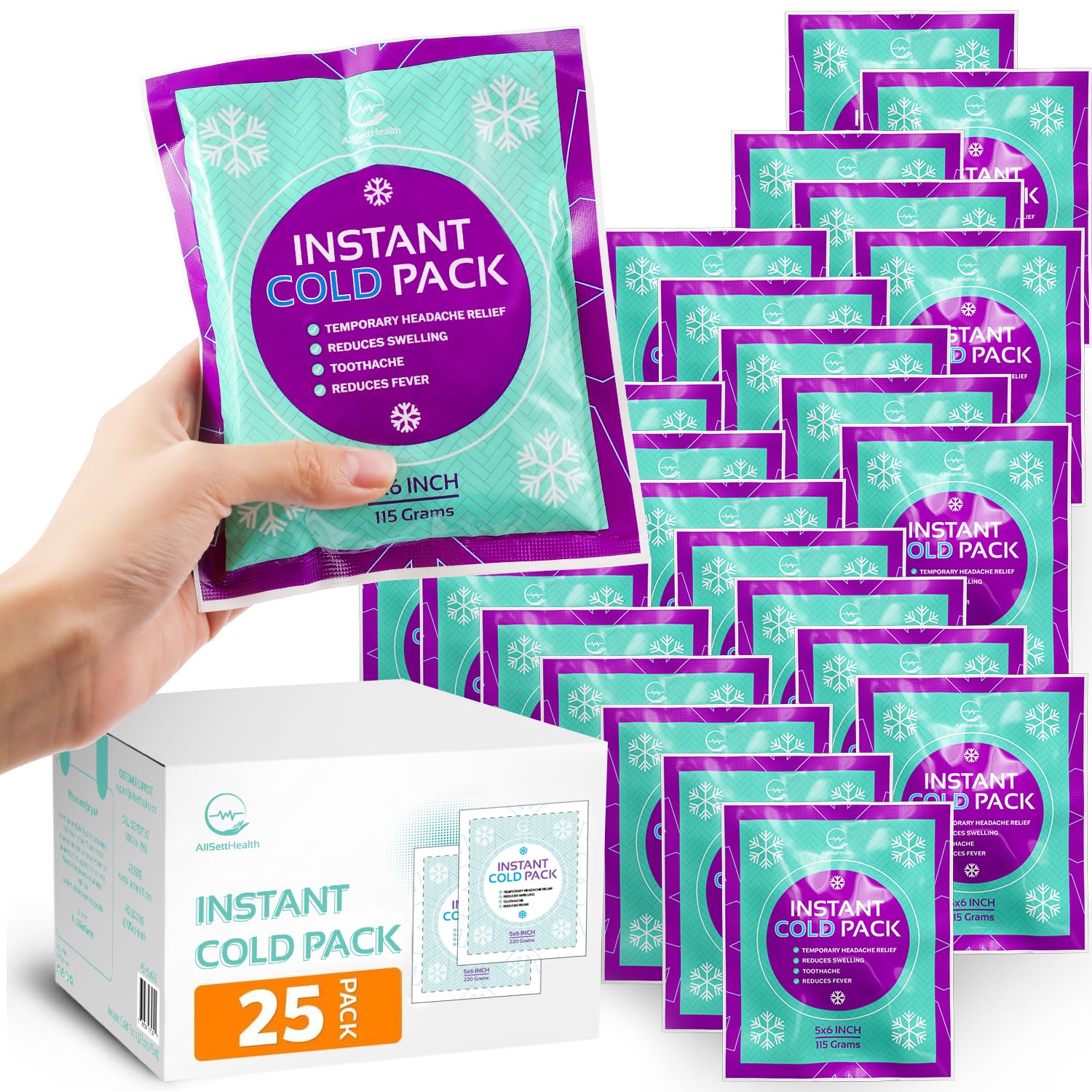 Mua 25 Packs Instant Ice Cold Pack (6” x 5”) - Disposable Instant Ice ...
