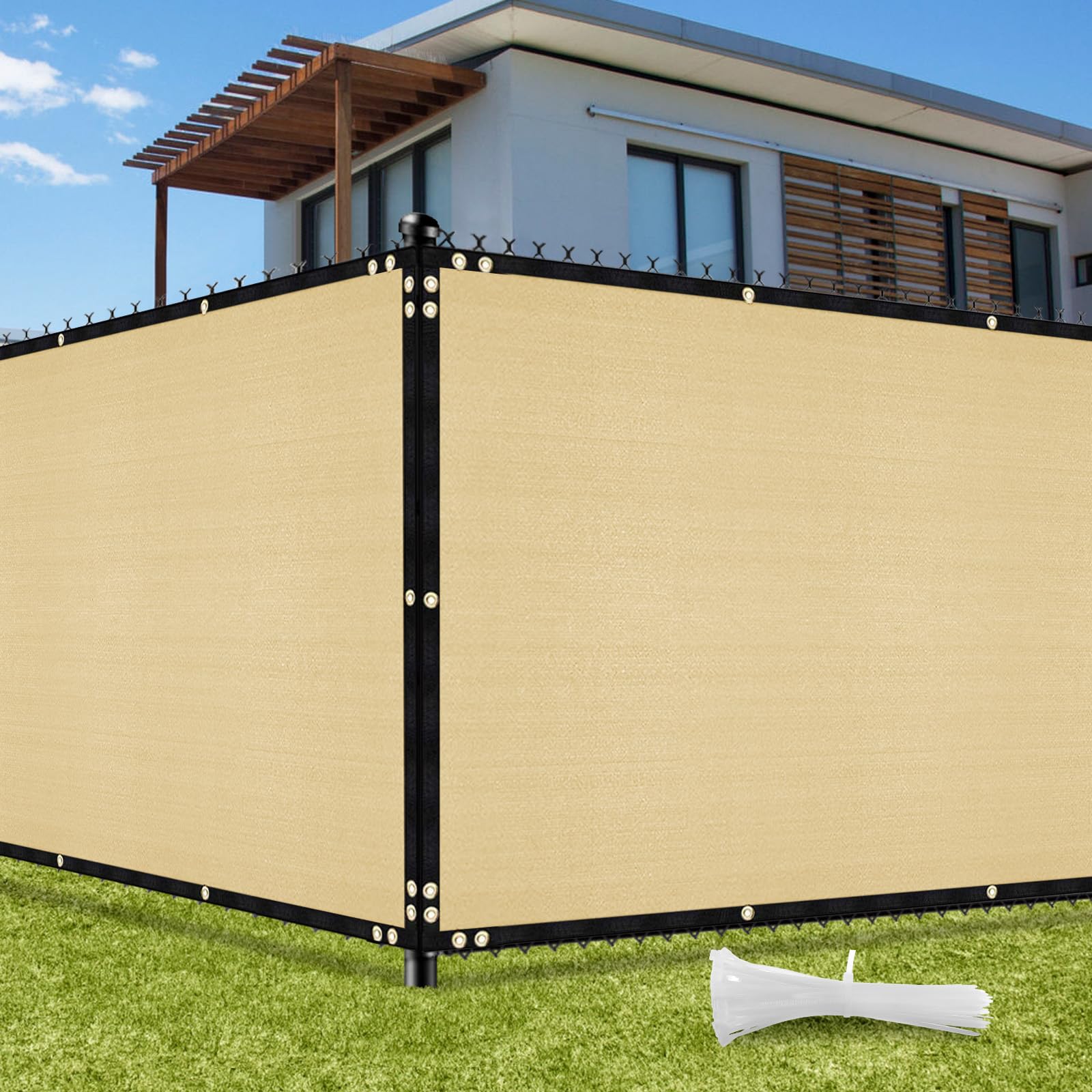 UIRWAY Privacy Screen Fence, 4ft x 50ft, Sand, High Density ...