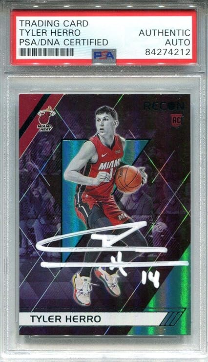 Tyler Herro Autographed 2019-20 Chronicles Recon Teal Rookie Card (PSA ...