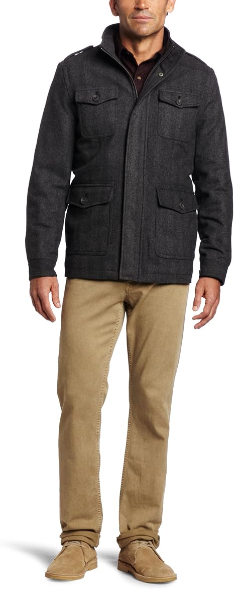 Dockers Men's Wool Fancy 4 pkt Military Jacket, Gray, Medium at Amazon ...