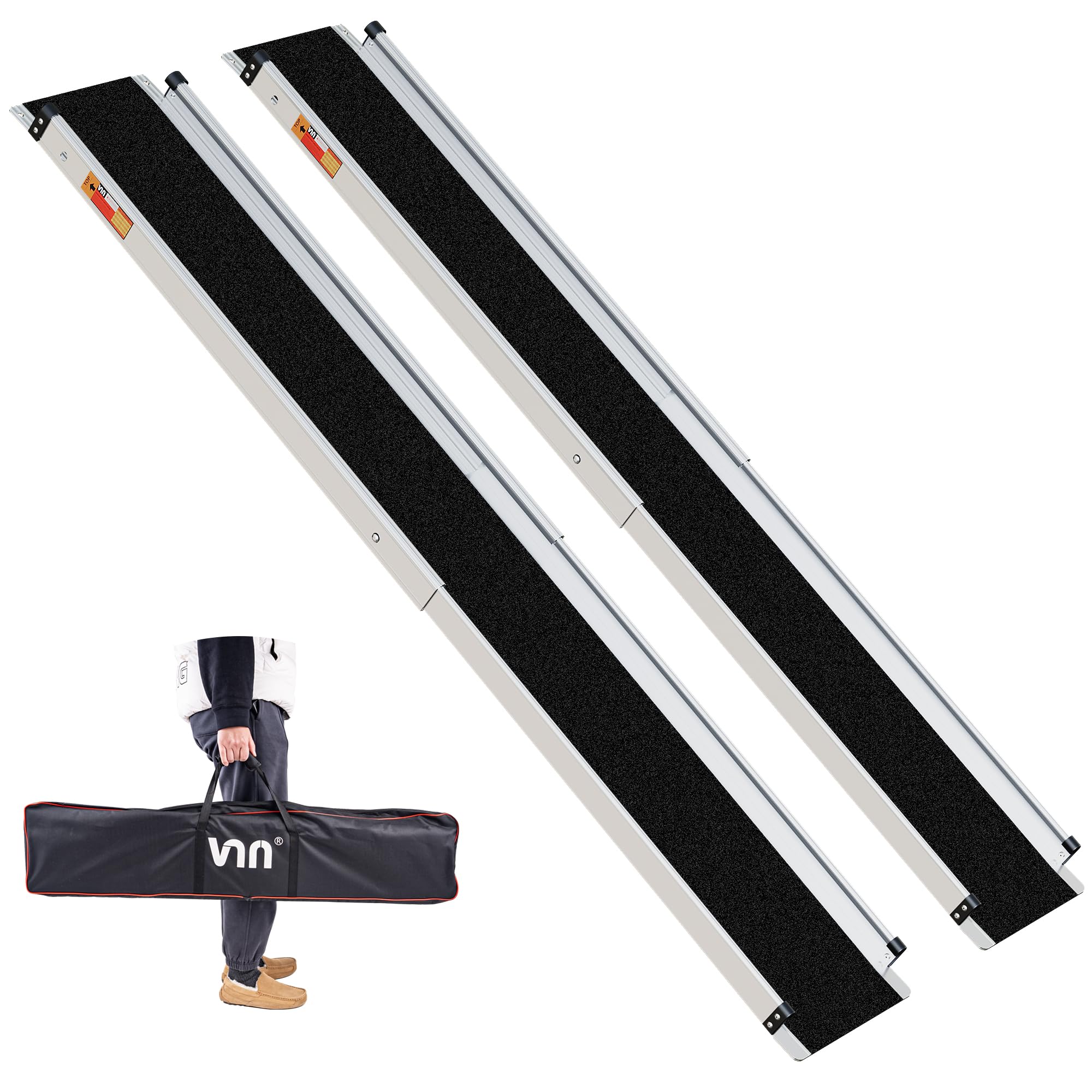 VNN Adjustable Wheelchair Ramp, 4-7 FT Portable Wheelchair Ramp for ...