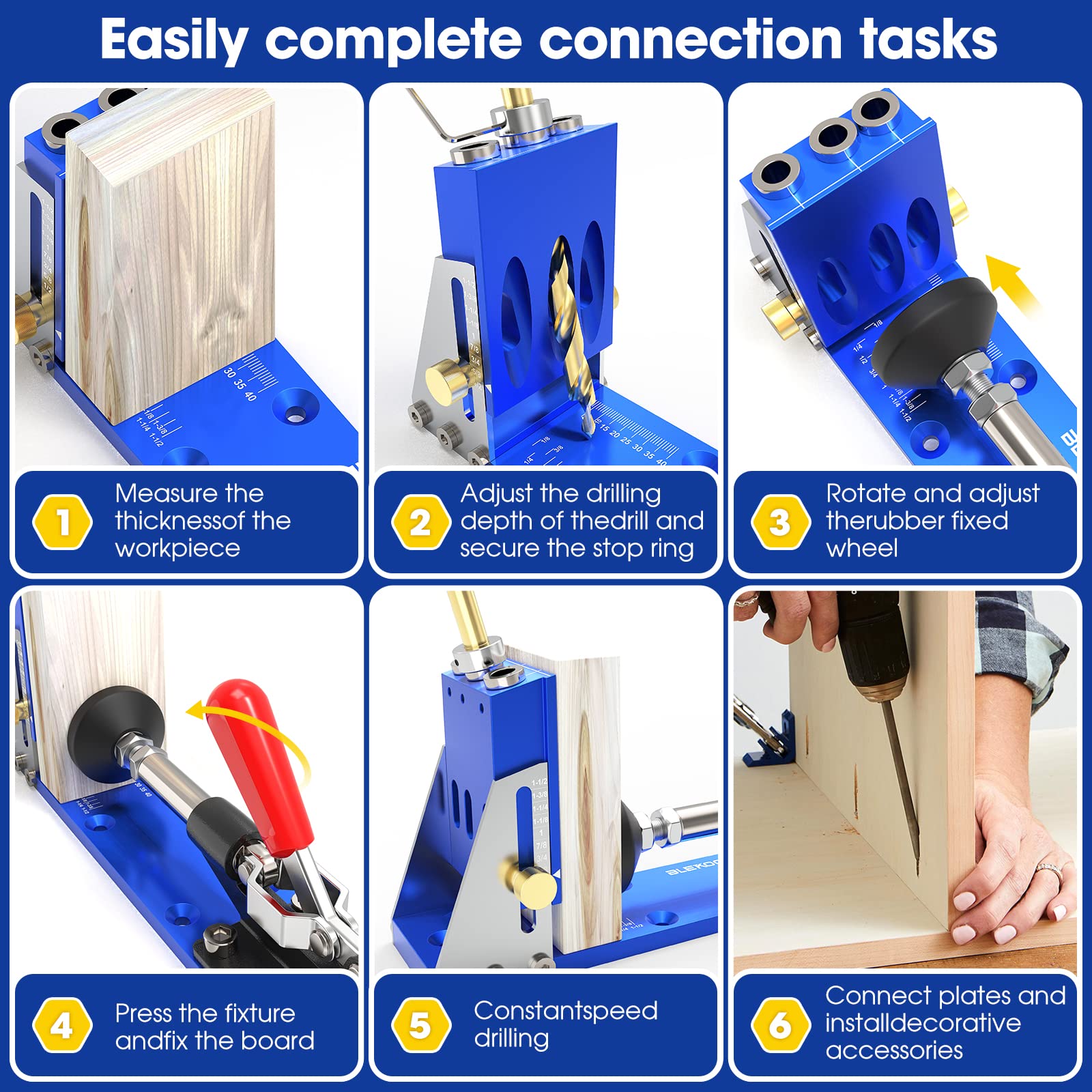 Mua Upgraded Pocket Hole Jig Tool Kit, Pocket Hole Drill Guide Jig Set ...