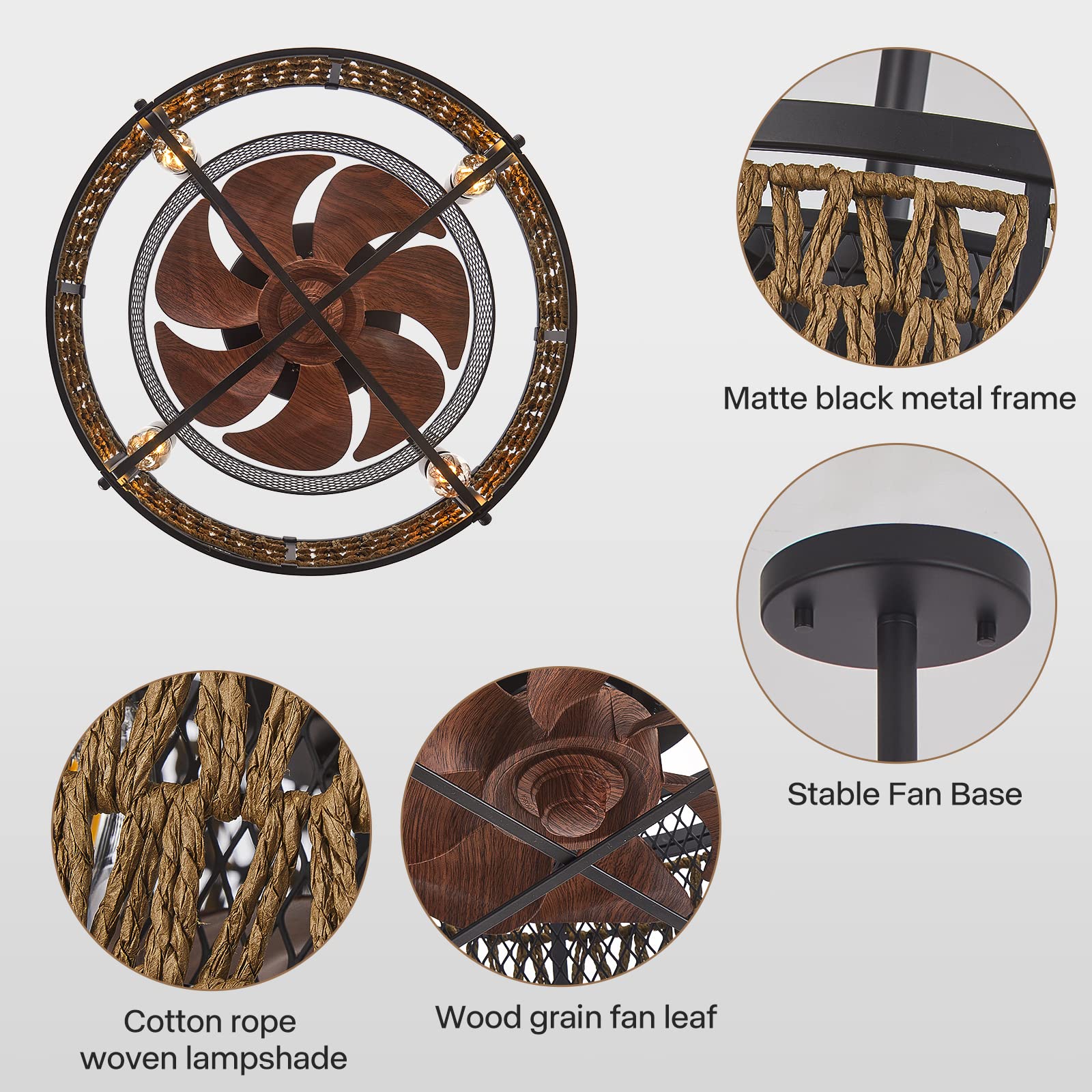 Mua DADUL 16 Inch Farmhouse Ceiling Fan with Light Remote, Rattan ...