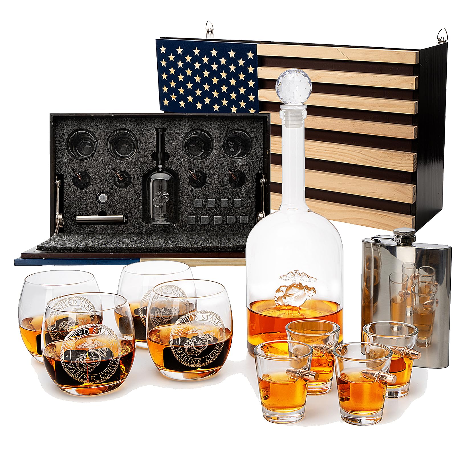 Marine Big Box Wall Decor - Murphy with Decanter, 4 Whiskey Glasses, 4 ...