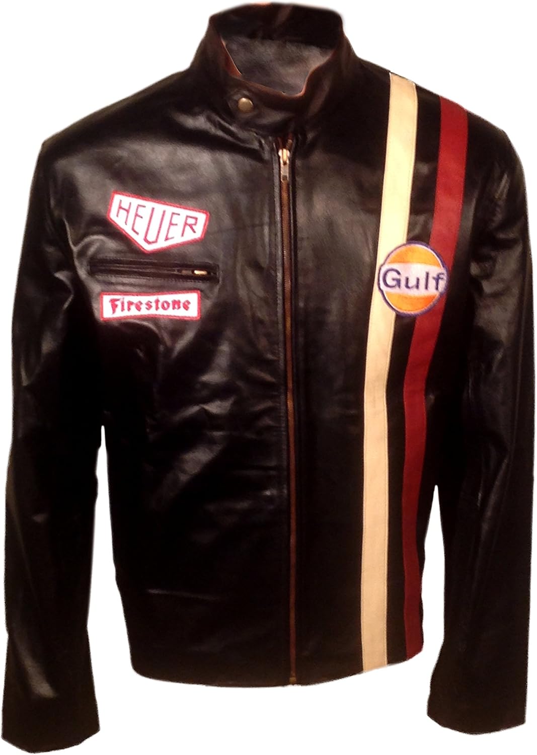 Gulf Steve McQueen Classic Grand Prix Stylish Leather Biker Jacket ...