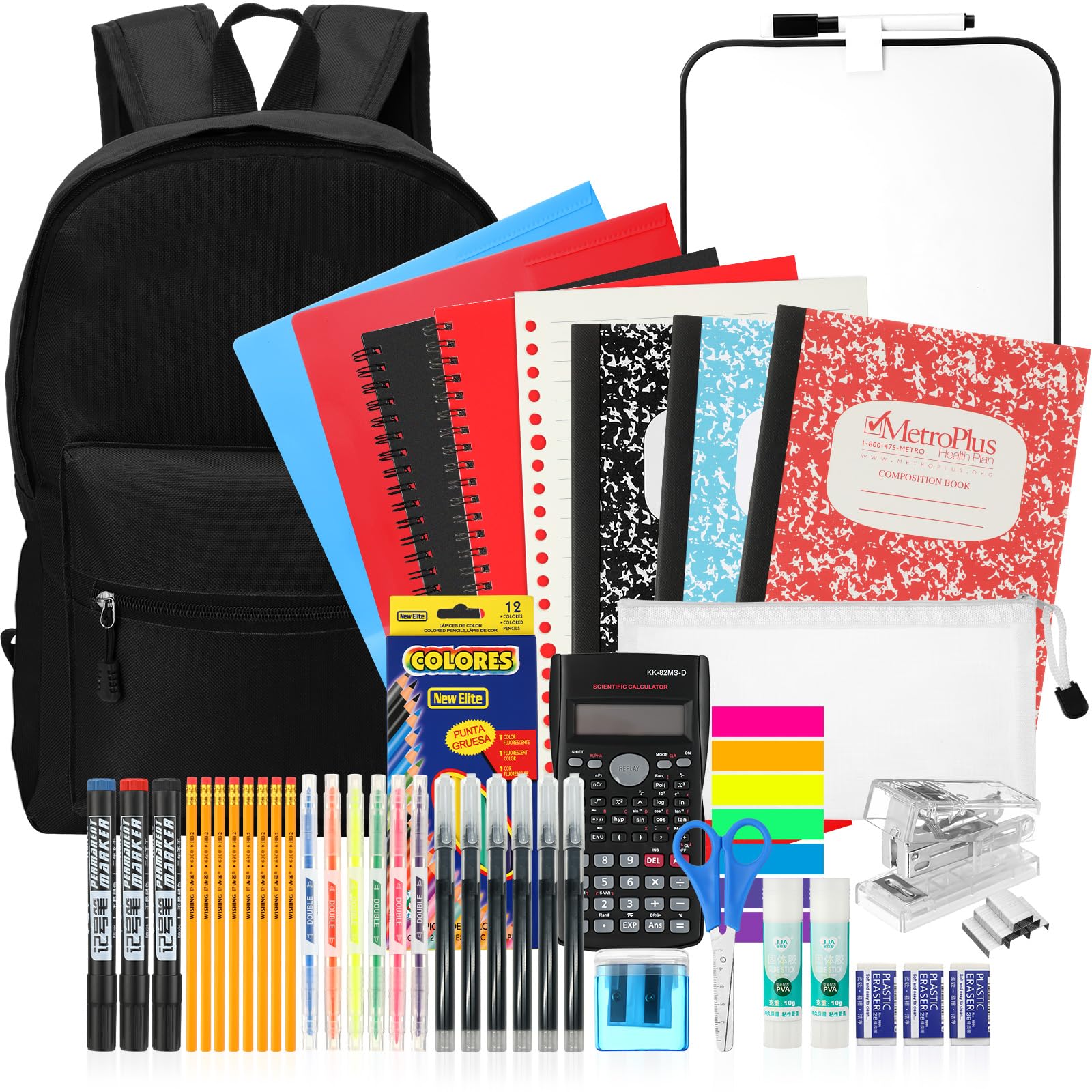 Gilprop 52 Pcs High School Supplies Kit with Backpack, Back to School ...