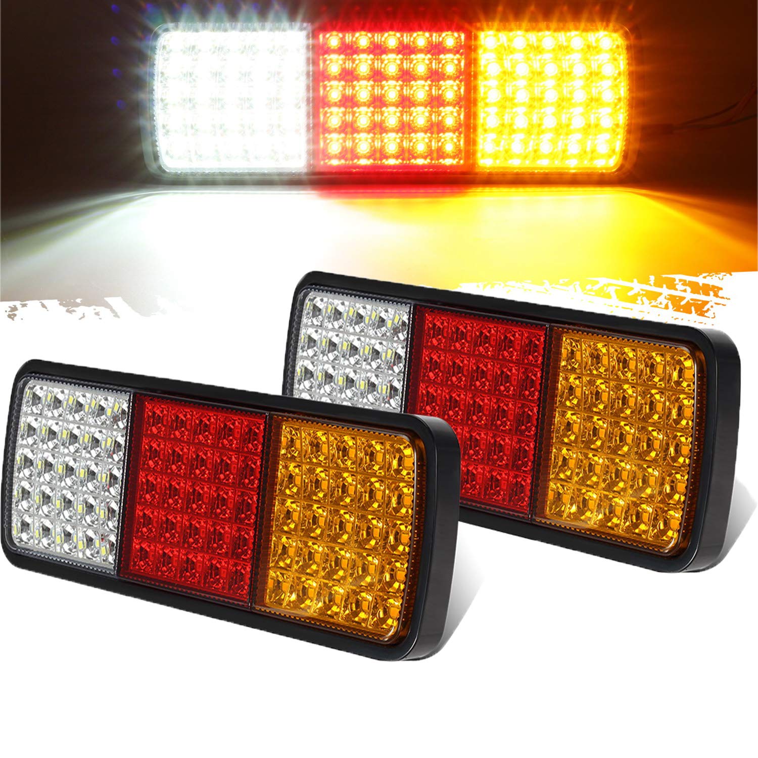 Partsam 2Pcs 75 LED Truck Tail Light Bar Waterproof 12V Turn Signal ...