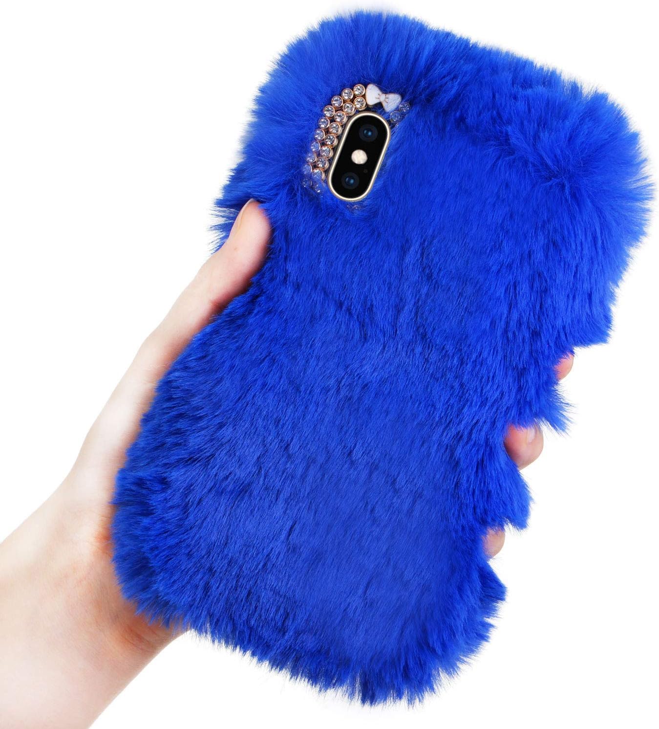 Amazon.com: Plush Case for iPhone 7/iPhone 8 Rabbit Fur Case,LCHDA ...