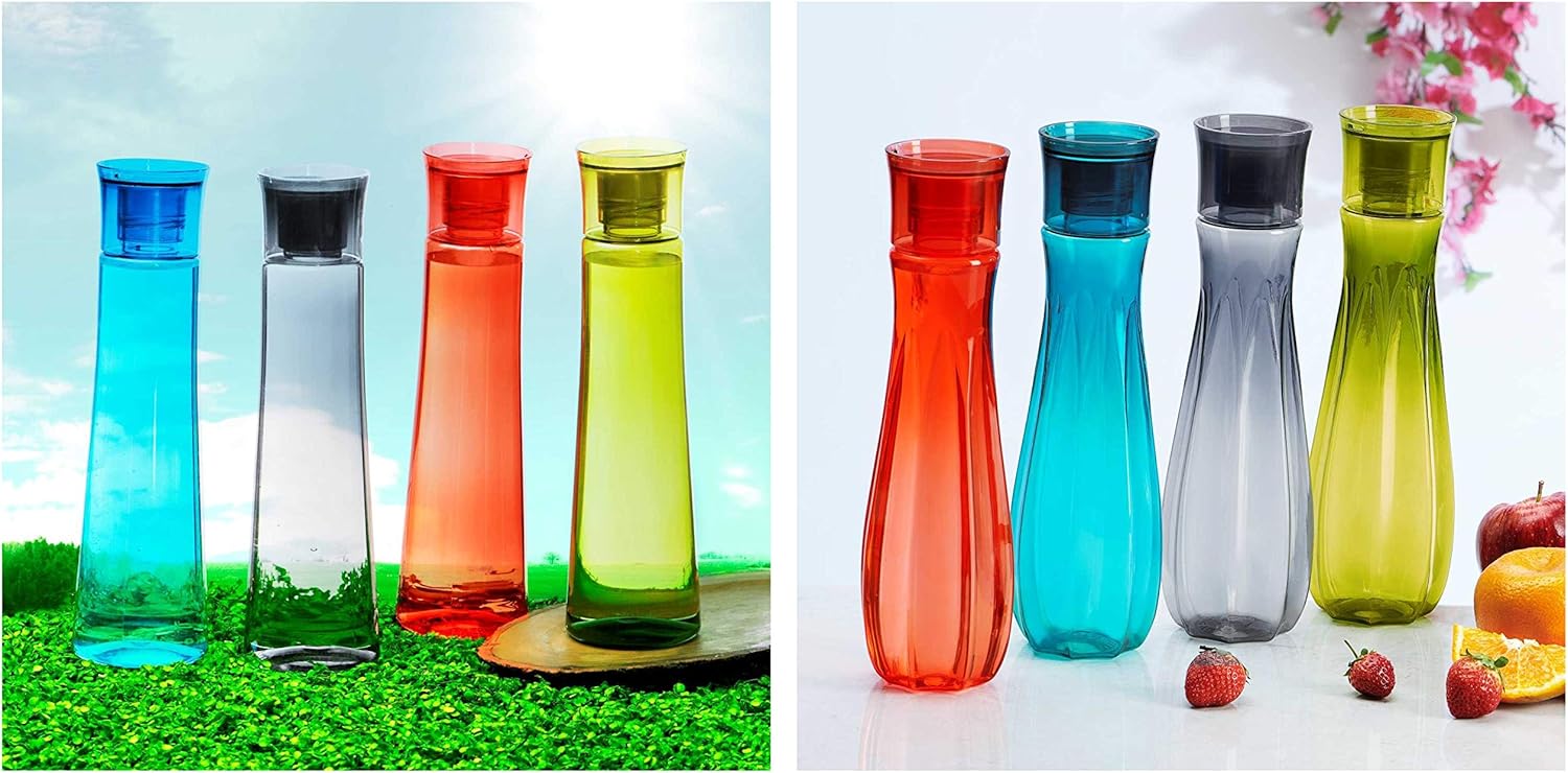 Buy Steelo Selina Plastic Water Bottle, 1 Litre, Set of 4, Multicolour ...