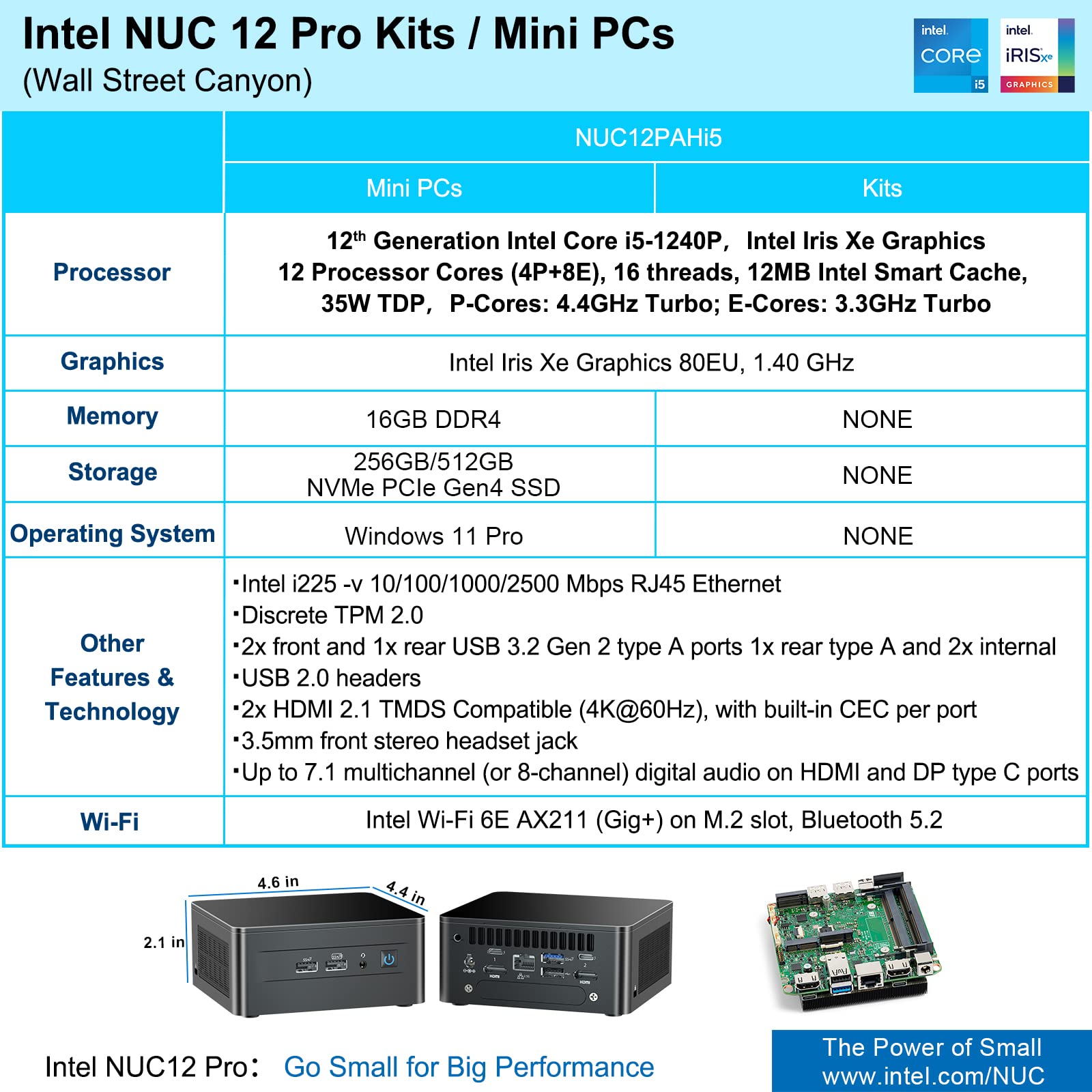 Mua Intel NUC 12 Pro Wall Street Canyon NUC12WSHi5 Mini PC, 12TH GEN ...