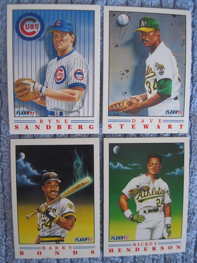 1991 Fleer Provisions Complete 4 Card Set - Barry Bonds, Ryne Sandberg ...