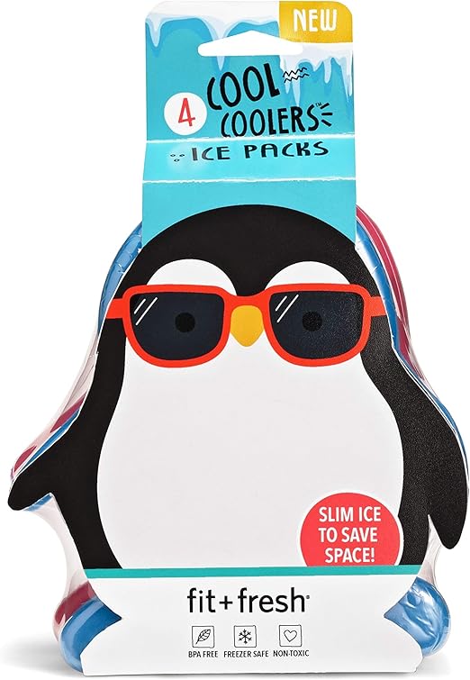 Fit & Fresh Cool Coolers Slim Penguin Lunch Ice Packs, Multicolored ...
