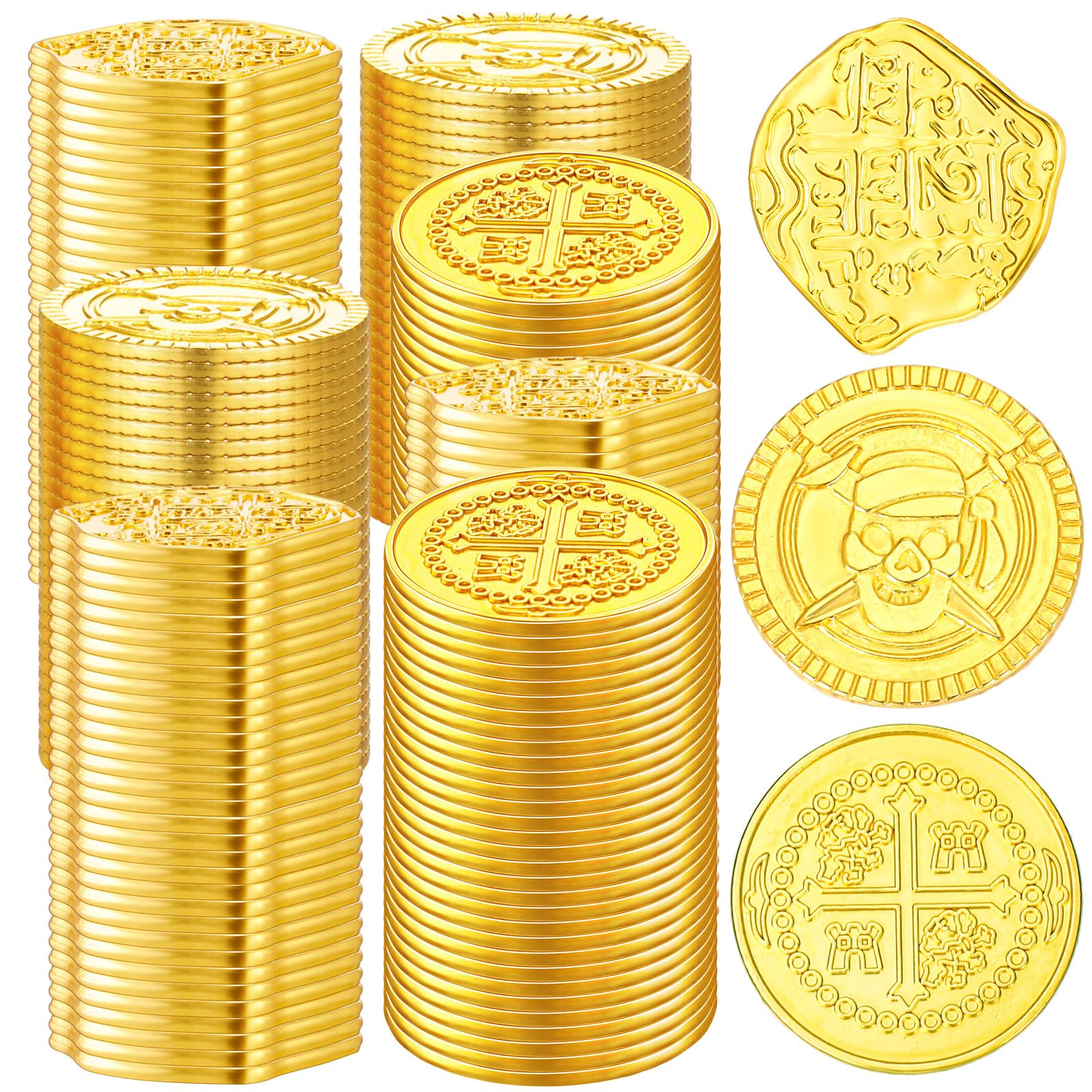 Hanaive 100 Pcs Metal Pirate Coins Bulk Gold Fake Coins Spanish ...