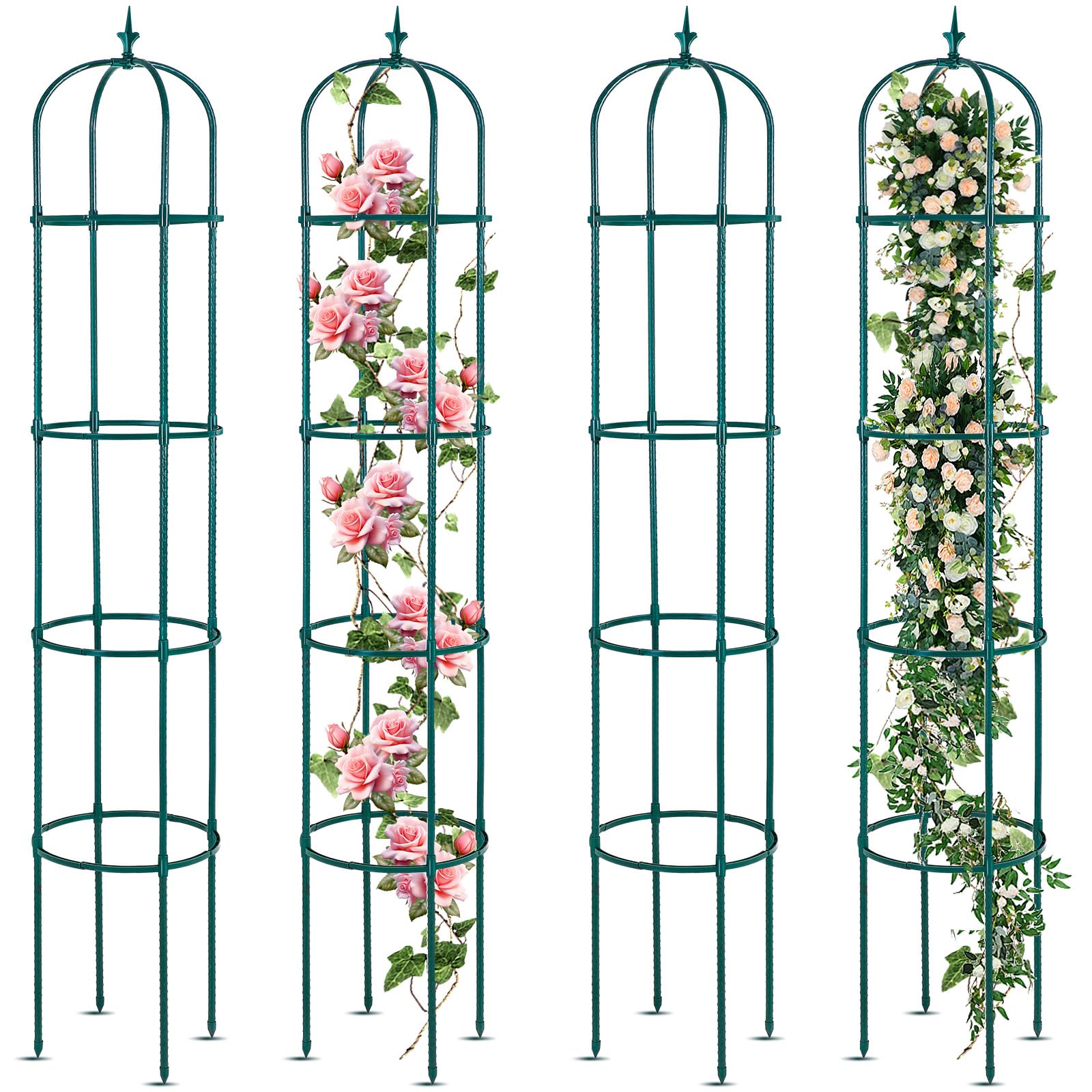 Tandefio 4 Pack 6 ft Garden Obelisk Trellis for Climbing Plants Outdoor ...