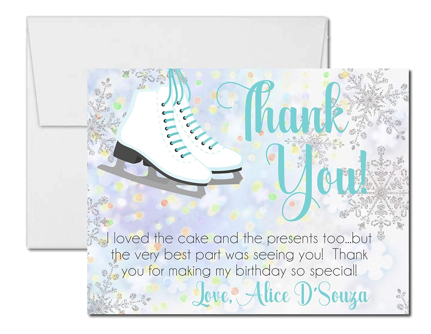 Amazon.com: Ice Skating Birthday Party Thank You Cards With Envelopes ...