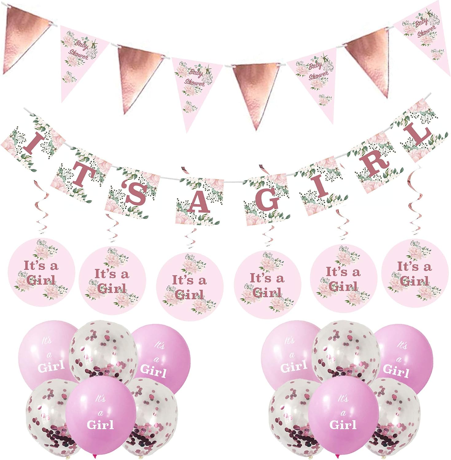 Blue Planet Fancy Dress Baby Shower Decorations for Girls Pink Banner ...