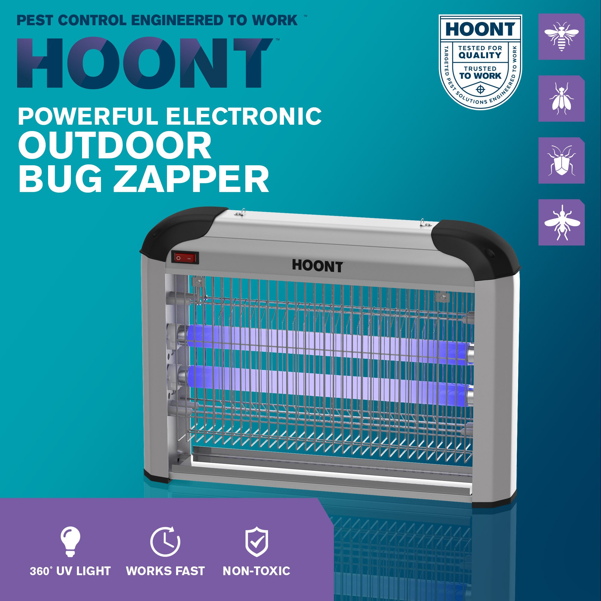 Hoont Powerful Electronic Indoor Bug Zapper – 20 Watts, Covers 6,000 Sq ...