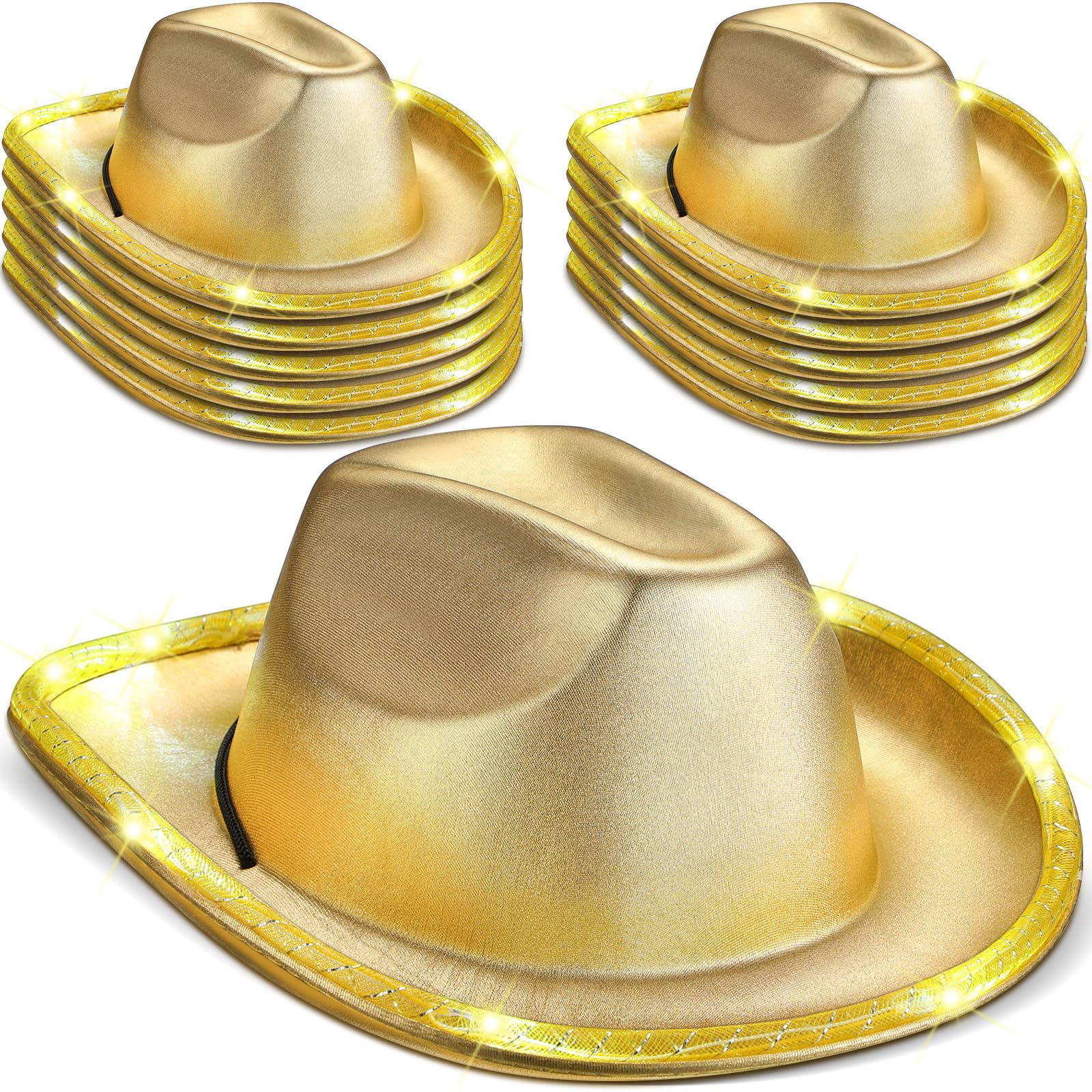 Kigeli Cowboy Hat, 10 Pcs Lights LED Flashing Hat for Western Role Play ...