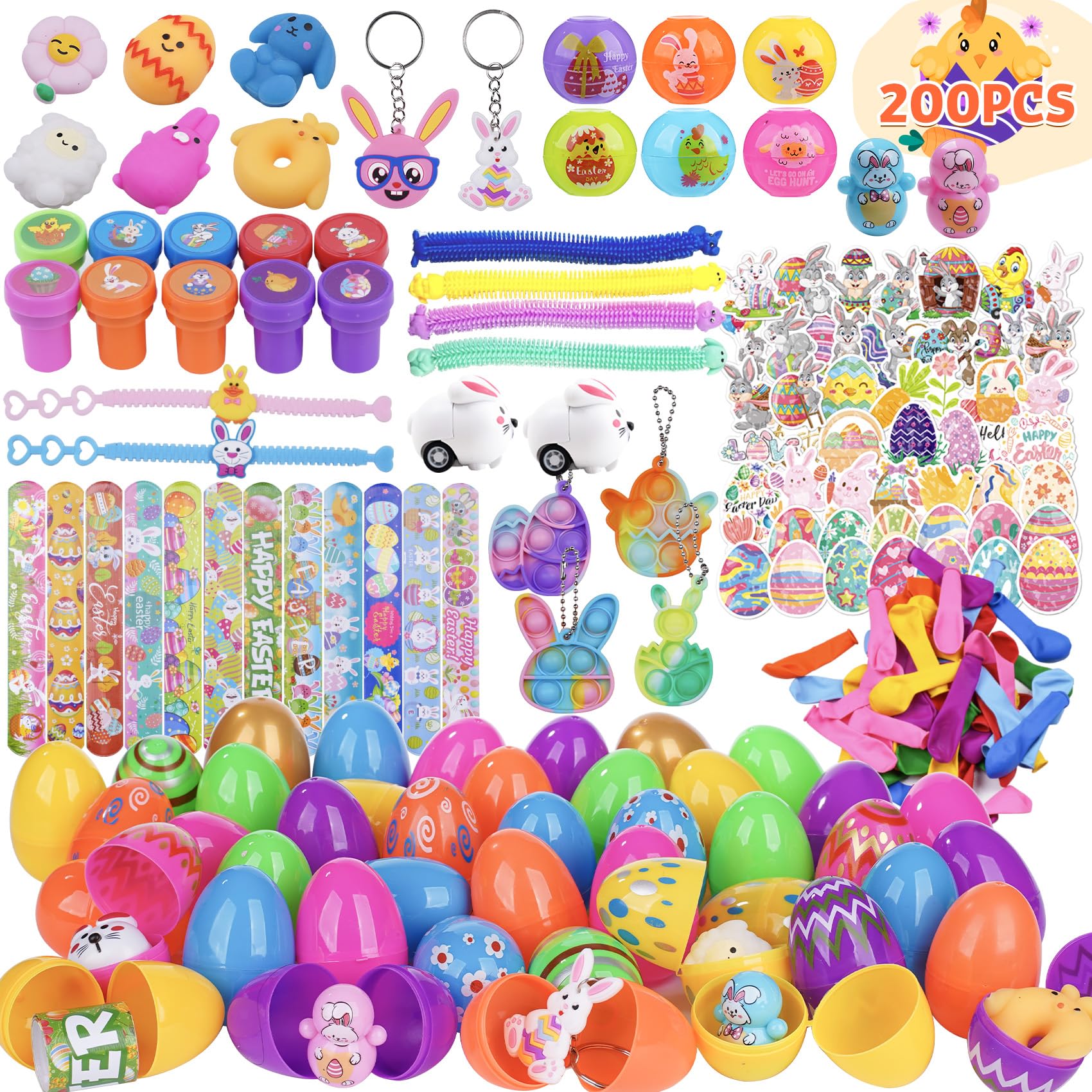 YiYLunneo 200PCS Prefilled Easter Eggs with Toys Inside for Kids ...