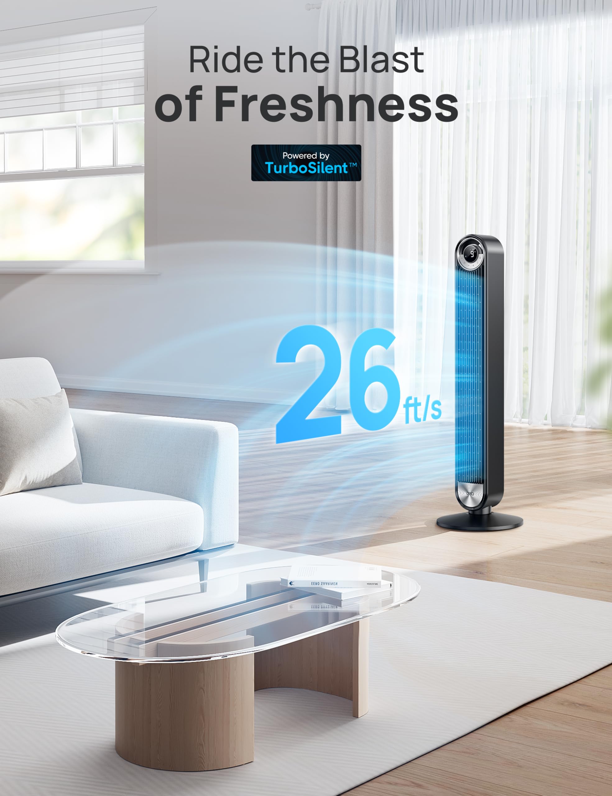 Mua Dreo Tower Fan for Bedroom, Upgraded DC 9 Speeds Ultra-Quiet Floor ...