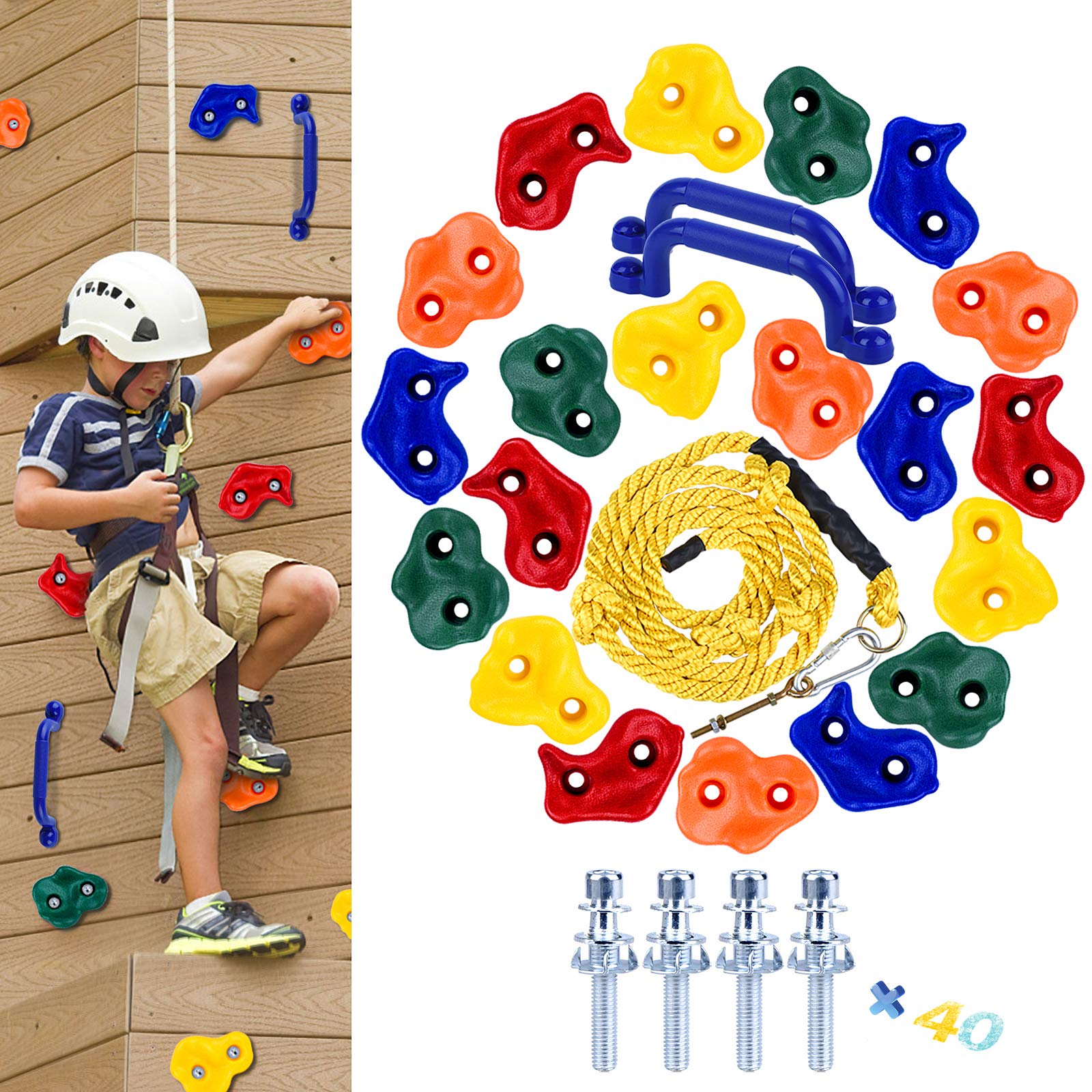 Mua HAPPY MOTTE 20 Rock Wall Climbing Holds for Kids, with 8.53 Foot ...