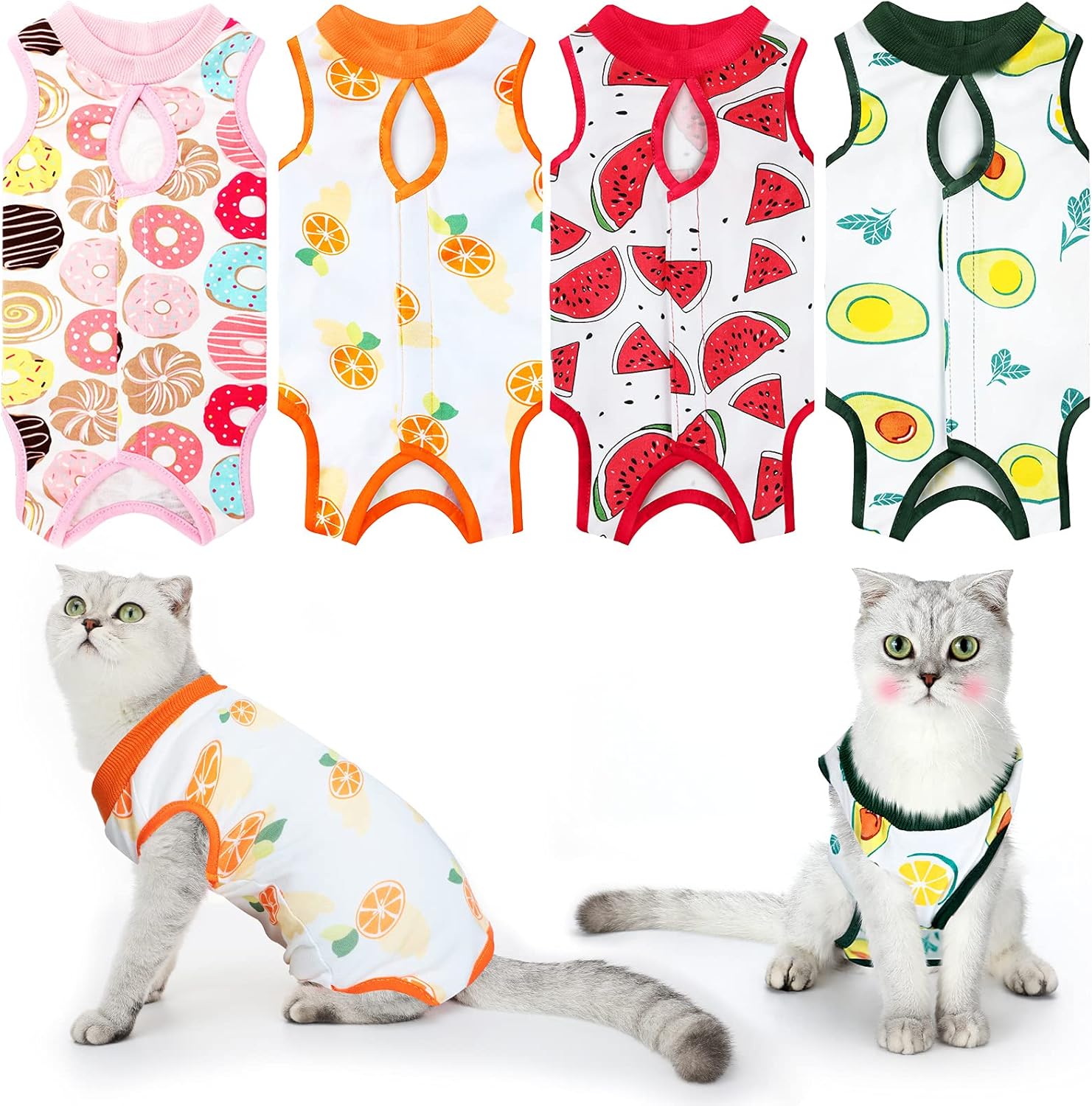 4 Pieces Cat Recovery Suits Cotton Recovery Body Wraps Breathable ...