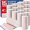 Amazon.com: AZEN 4 in Premium 15 Pack Elastic Bandage Wrap, Lymphedema ...