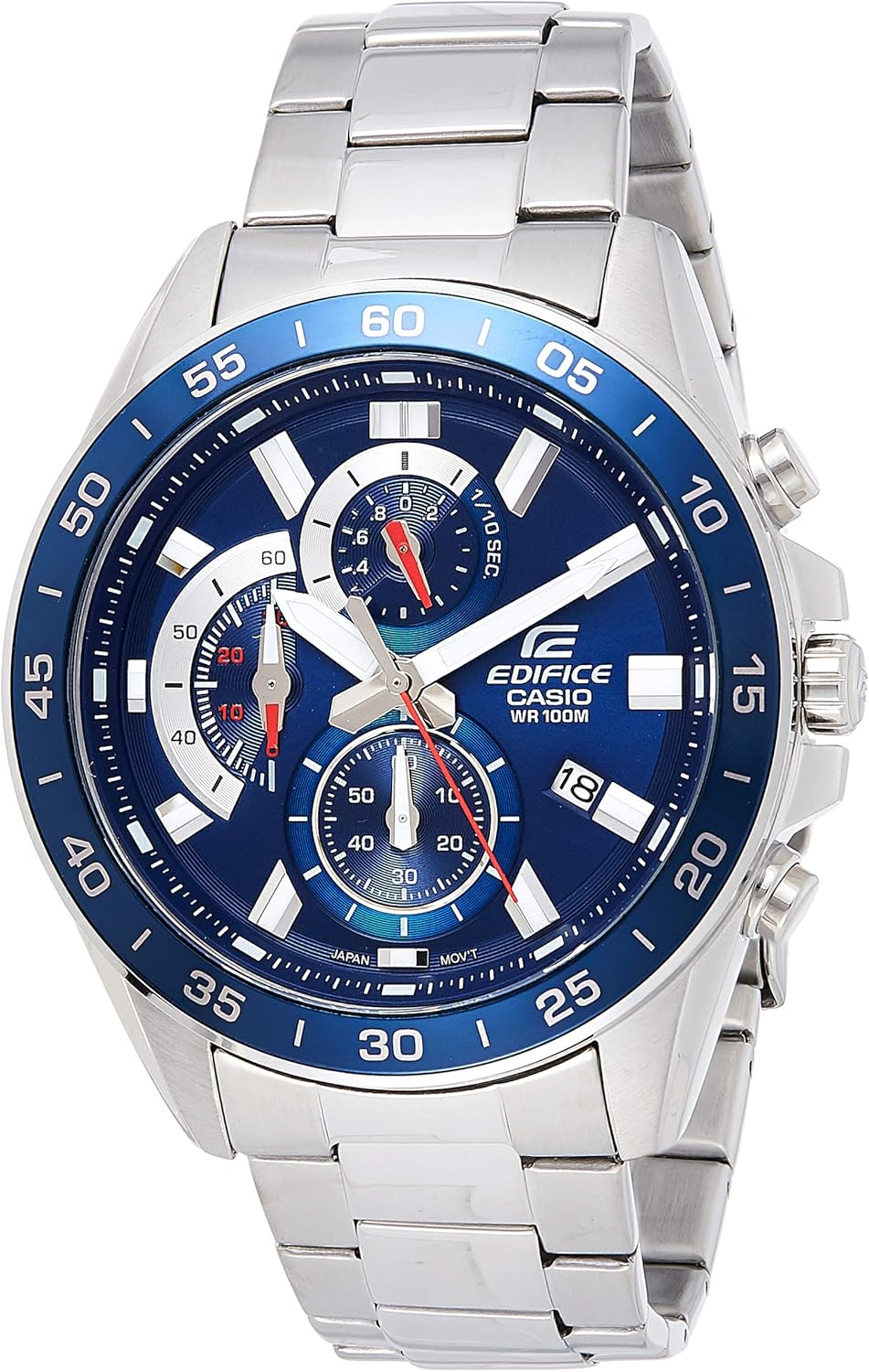 Casio Edifice Men's Blue Dial Stainless Steel Chronograph Watch - EFV ...