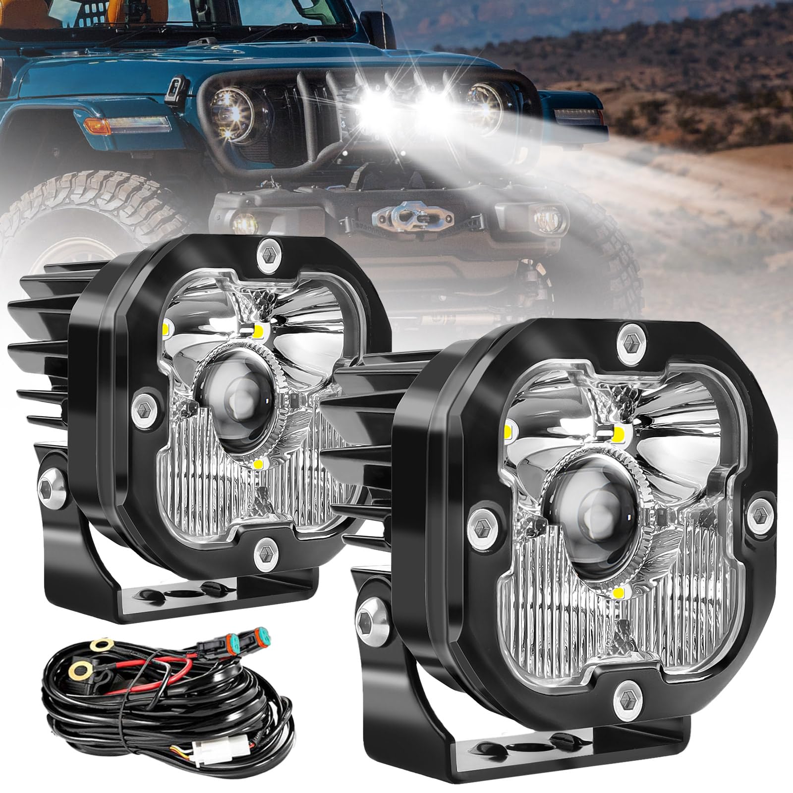 CO LIGHT 3 Inch LED Pods Lights, 100W Off Road LED Lights Pods with ...