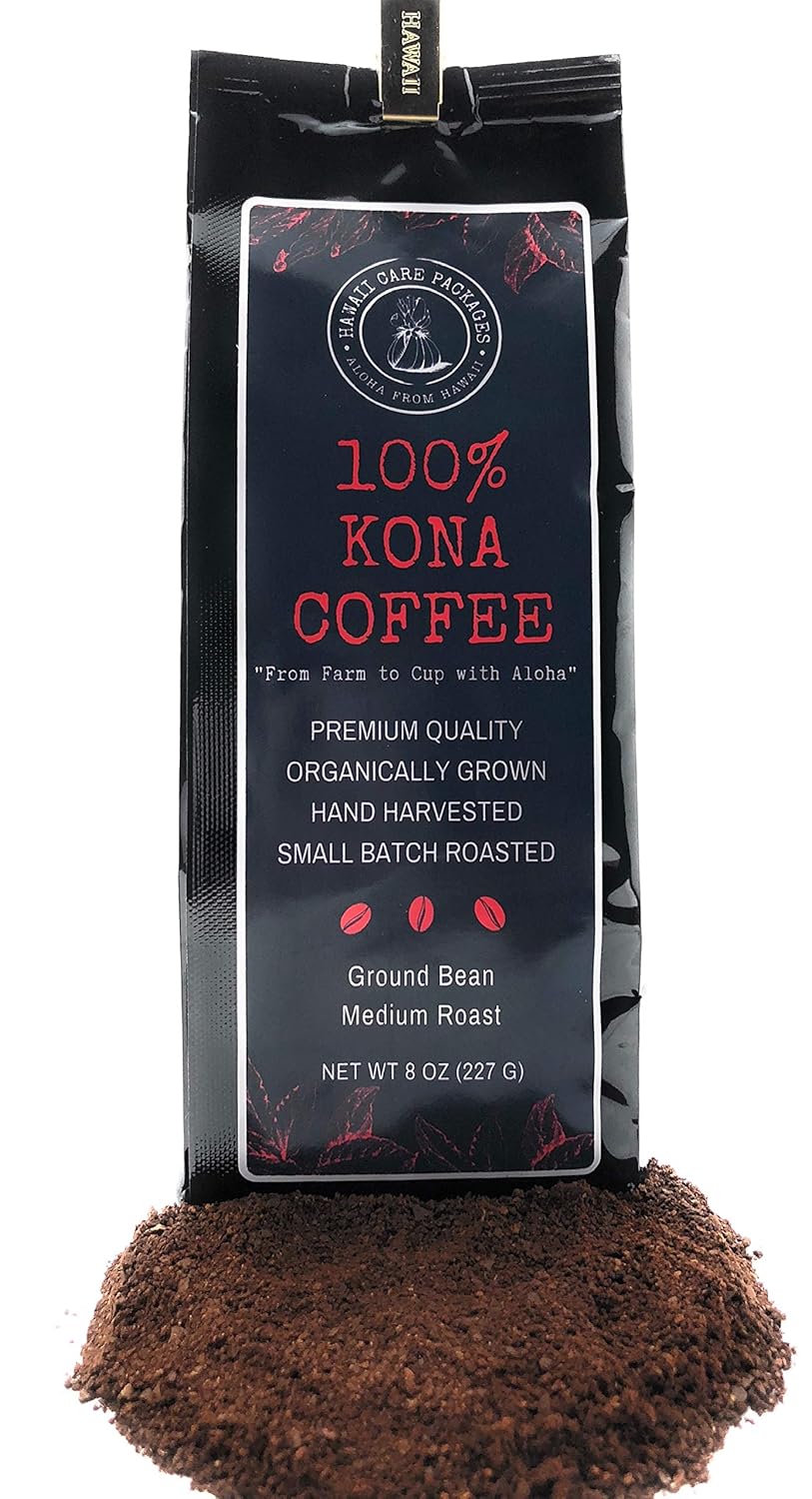Amazon.com : 100% Kona Coffee Ground, Organically Grown, Medium Roast ...
