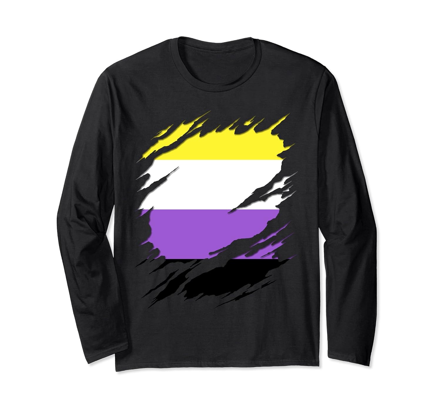 Non-Binary Pride Flag Ripped Long Sleeve T-Shirt-4LVS – 4loveshirt