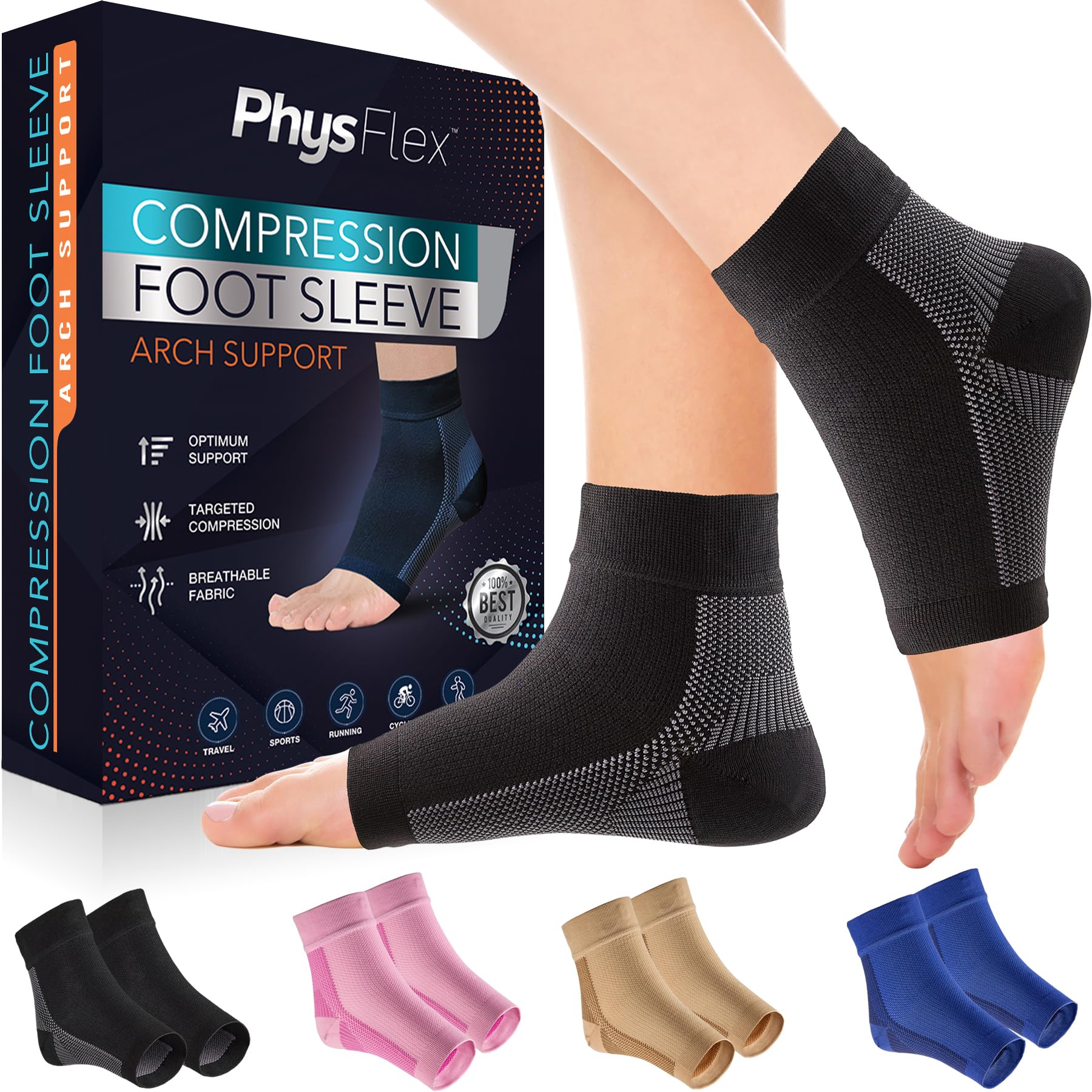 PhysFlex Compression Socks For Plantar Fasciitis Achilles Tendonitis PhysFlex Compression Socks For Plantar Fasciitis Achilles Tendonitis