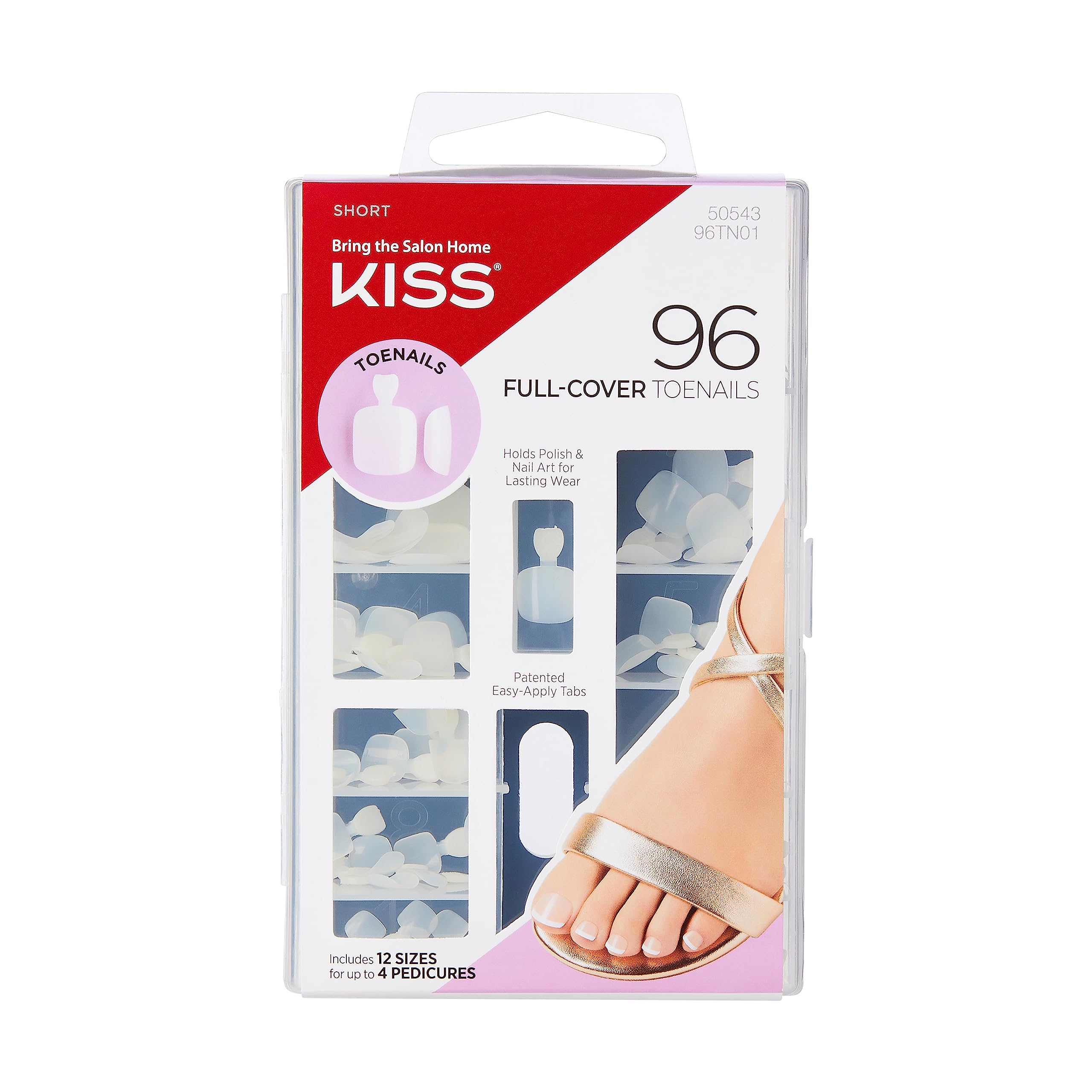 KISS 96 Full Cover Toenails Kit, Long Lasting Fake Nails, DIY Home ...