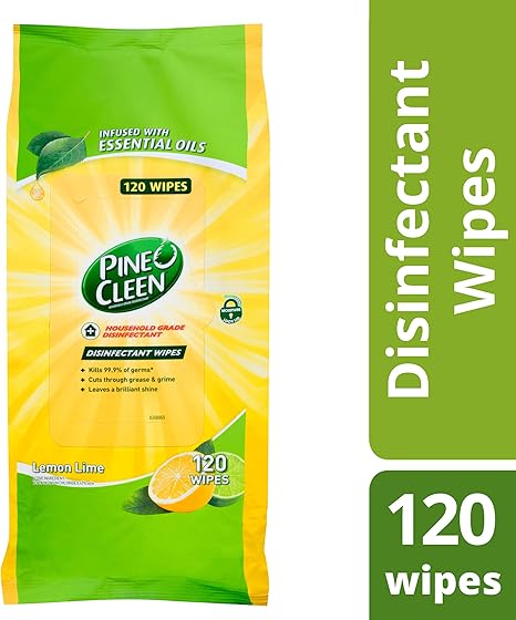 Pine O Cleen Disinfectant Surface Wipes, Lemon Lime Burst, 120 Wipes ...