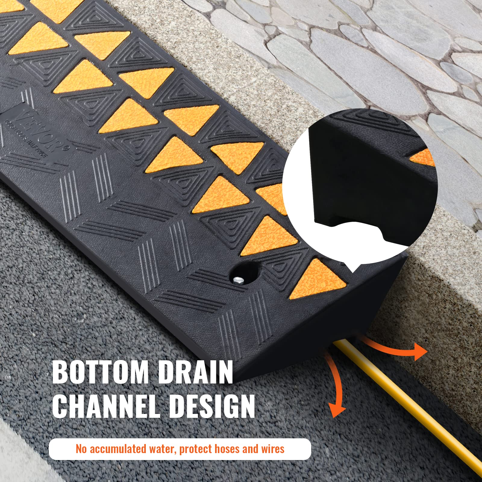 Mua Rubber Curb Ramp, 3.7" Rise Height Sidewalk Curb Ramp, 10" Width 39 ...