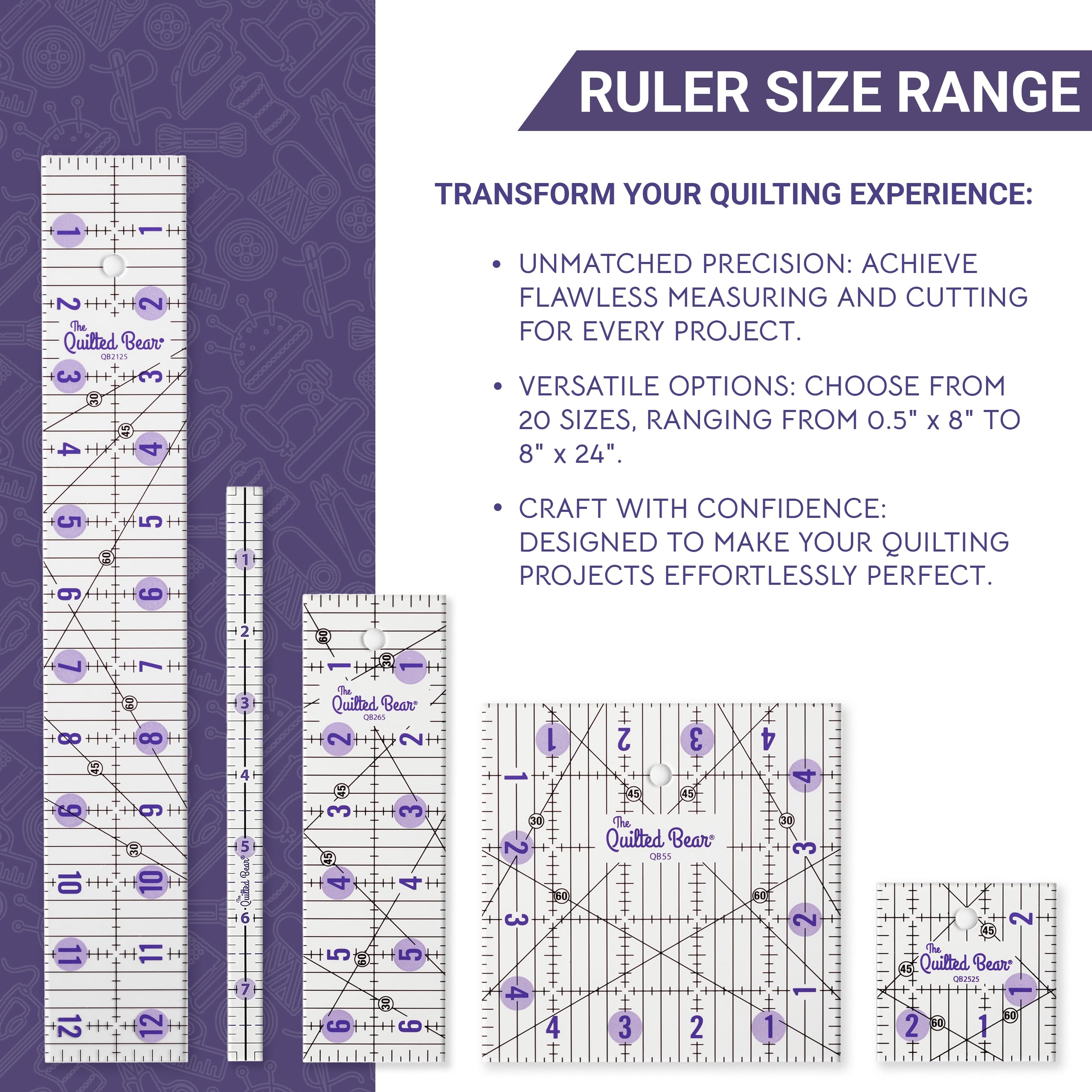 Mua The Quilted Bear Quilting Rulers - Transparent Acrylic Non Slip ...