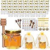Amazon.com: 60 PACK 1.5 oz Mini Glass Honey Jar, Small Hexagonal Honey Jars with Wooden Dipper ...