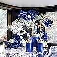 Amazon.com: Navy blue and silver balloon Garland Arch Kit 142Pcs pearl navy and chrome silver ...
