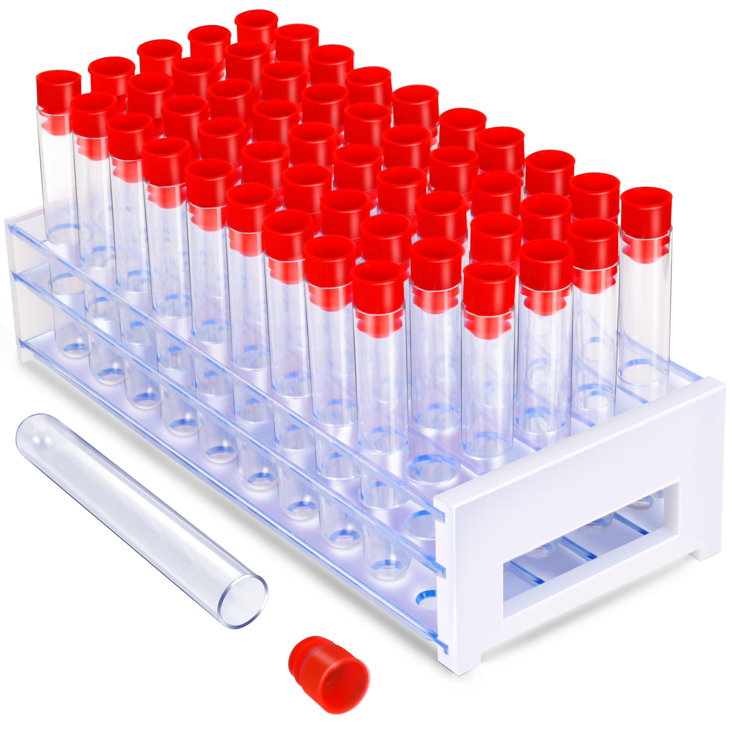 Kids Science Supplies 50-Pack Plastic With Rack - 16x100mm Clear Tubes ...