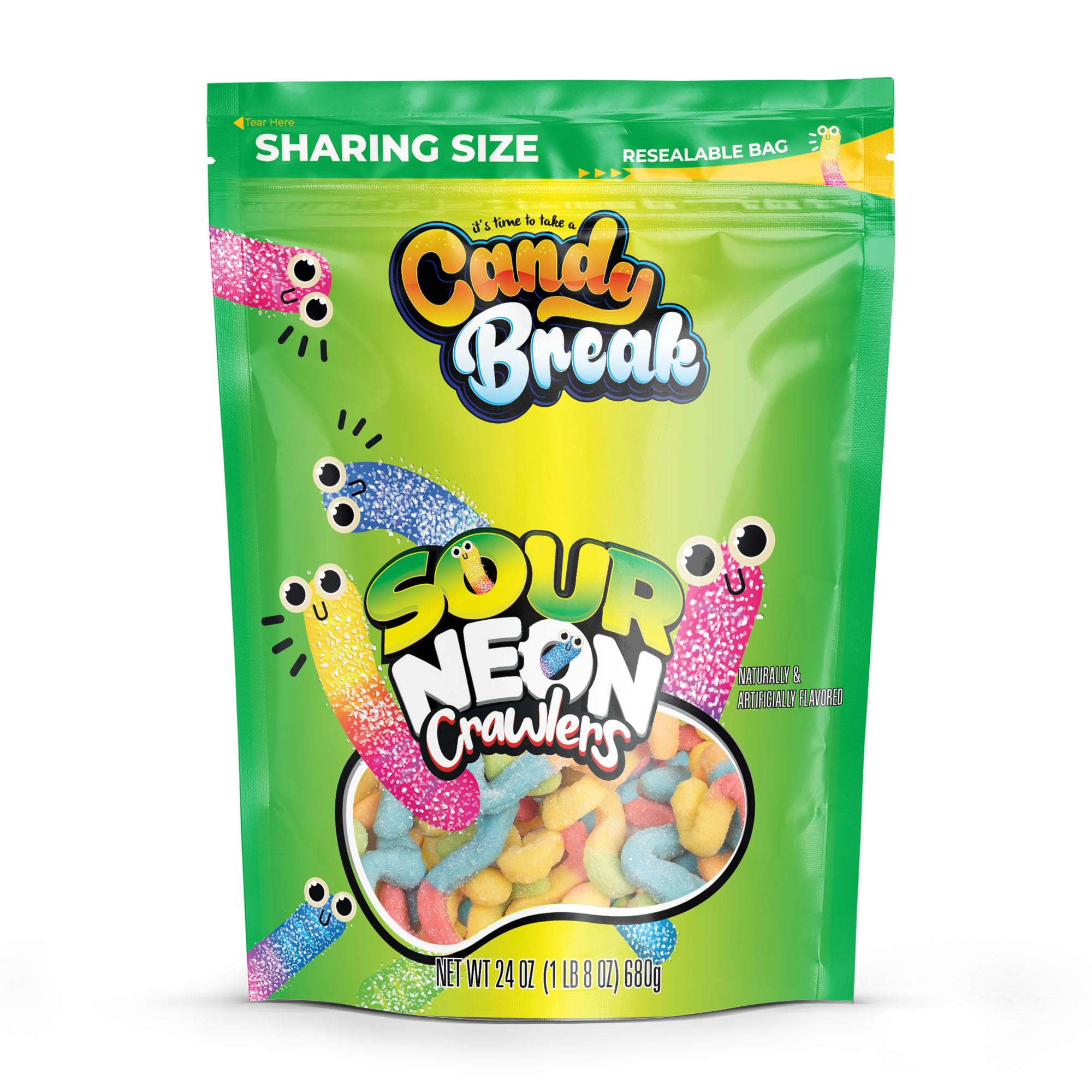 Mua Candy Break Sour Neon Crawlers Gummy Candy - 24 Oz Share Size ...