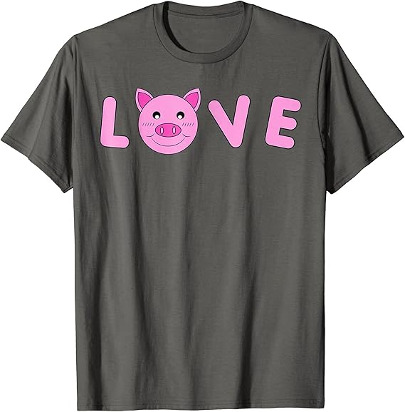 Amazon.com: I Love Pig Face T-Shirt | Funny Cute Animal Shirt: Clothing