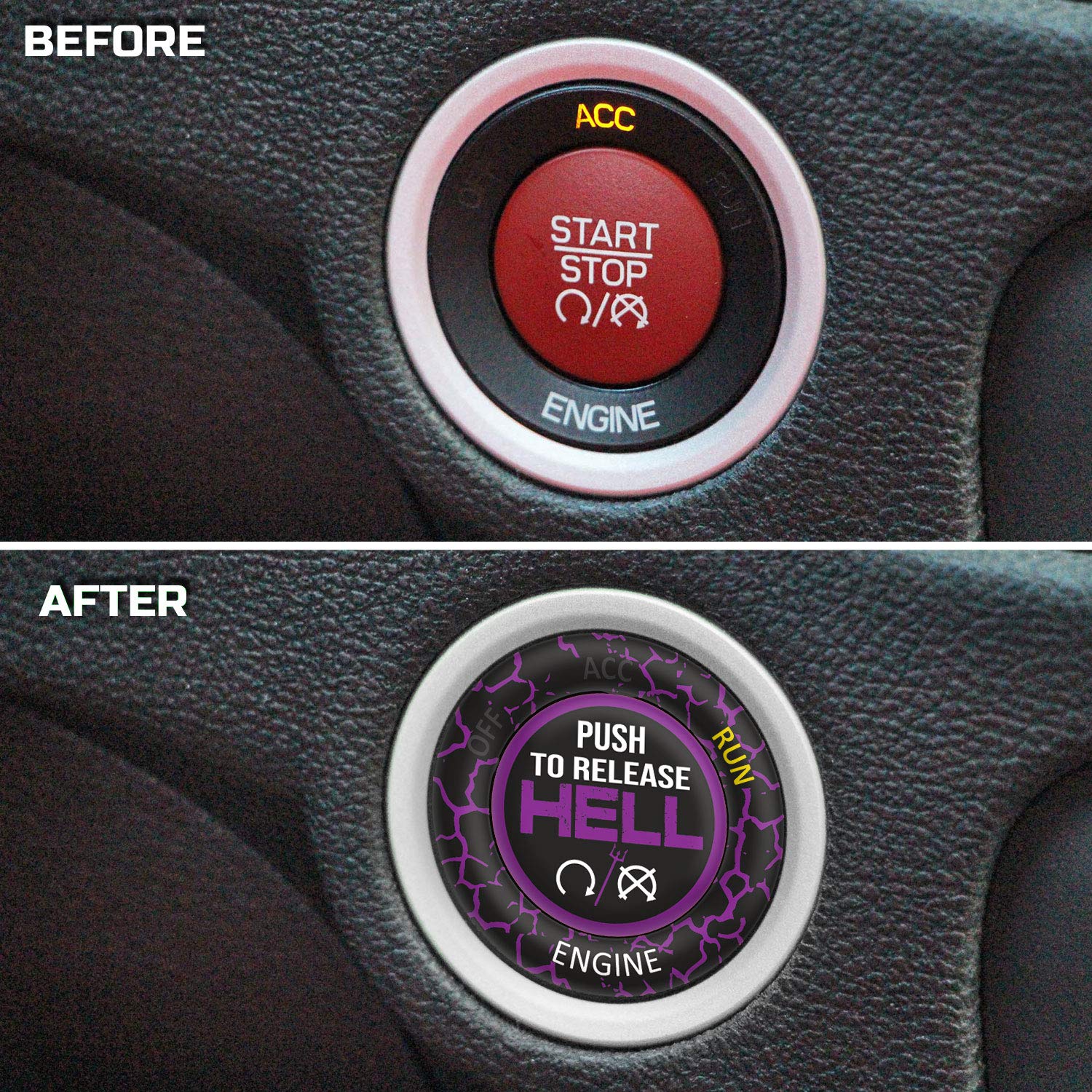 Dodge Start Button Overlay Hood Graphics For Dodge Challenger - YELLOW ...