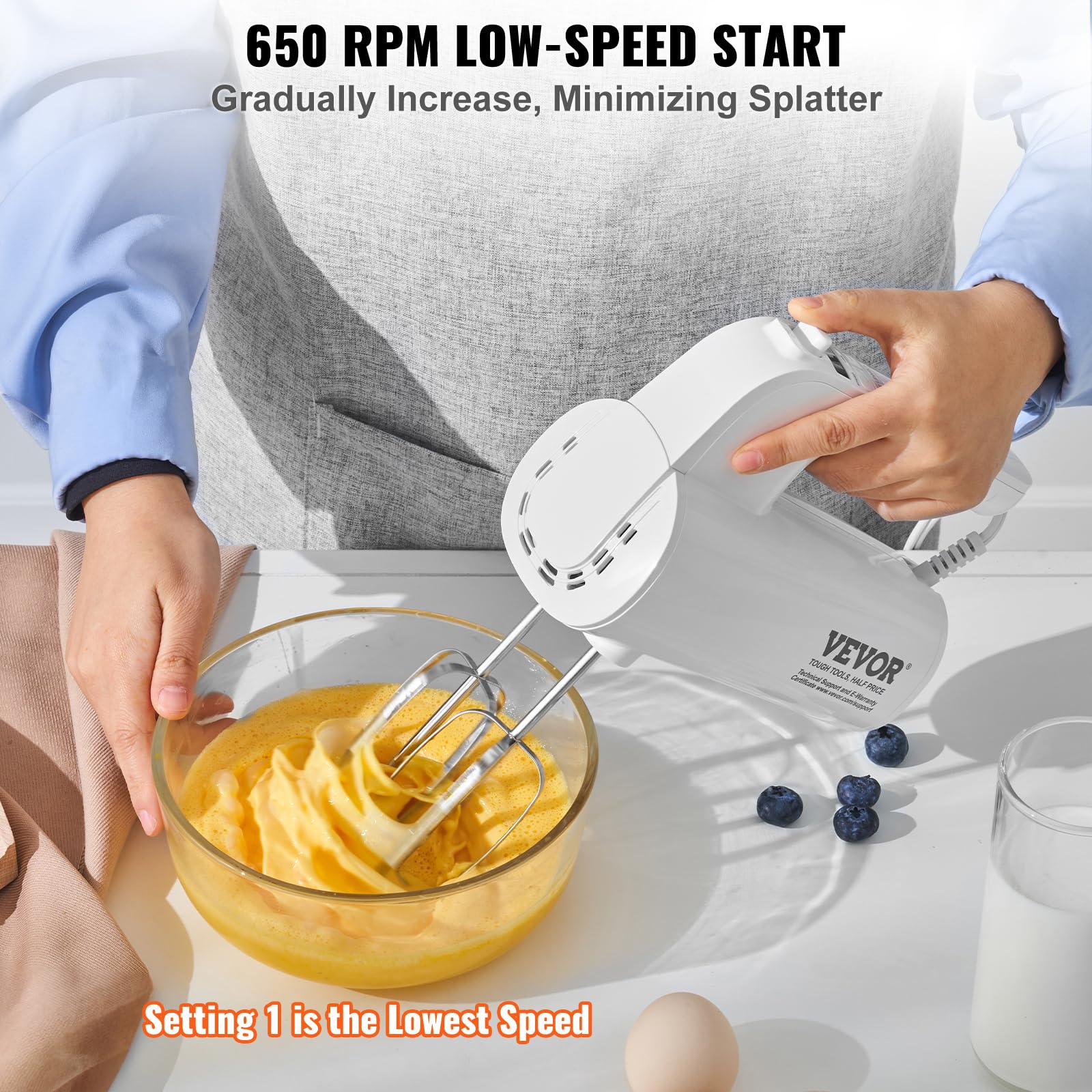 Mua VEVOR Digital Electric Hand Mixer, 5-Speed, 200W Portable Electric ...