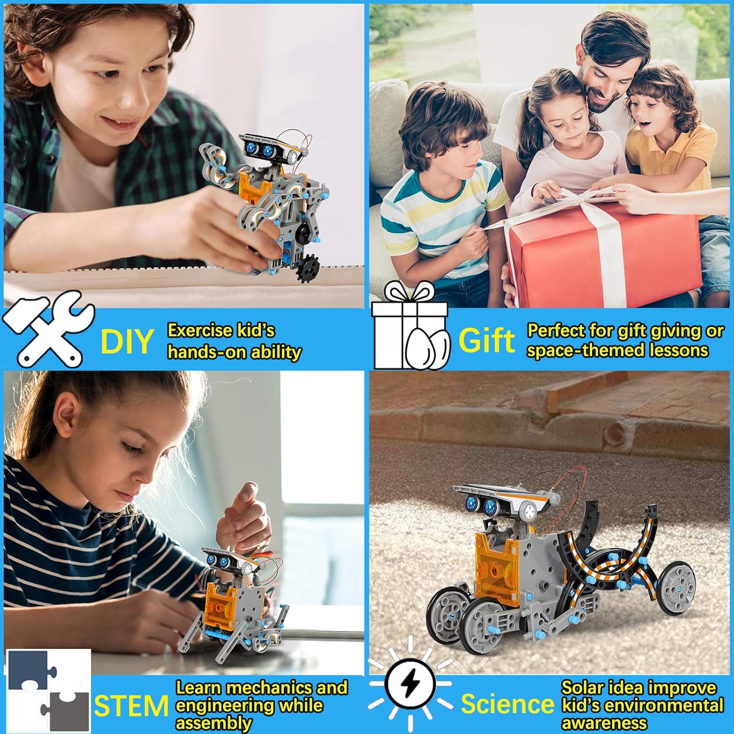 OASO STEM Robot Building Kits for Kids, Solar Robot Kits for Boys Girls ...