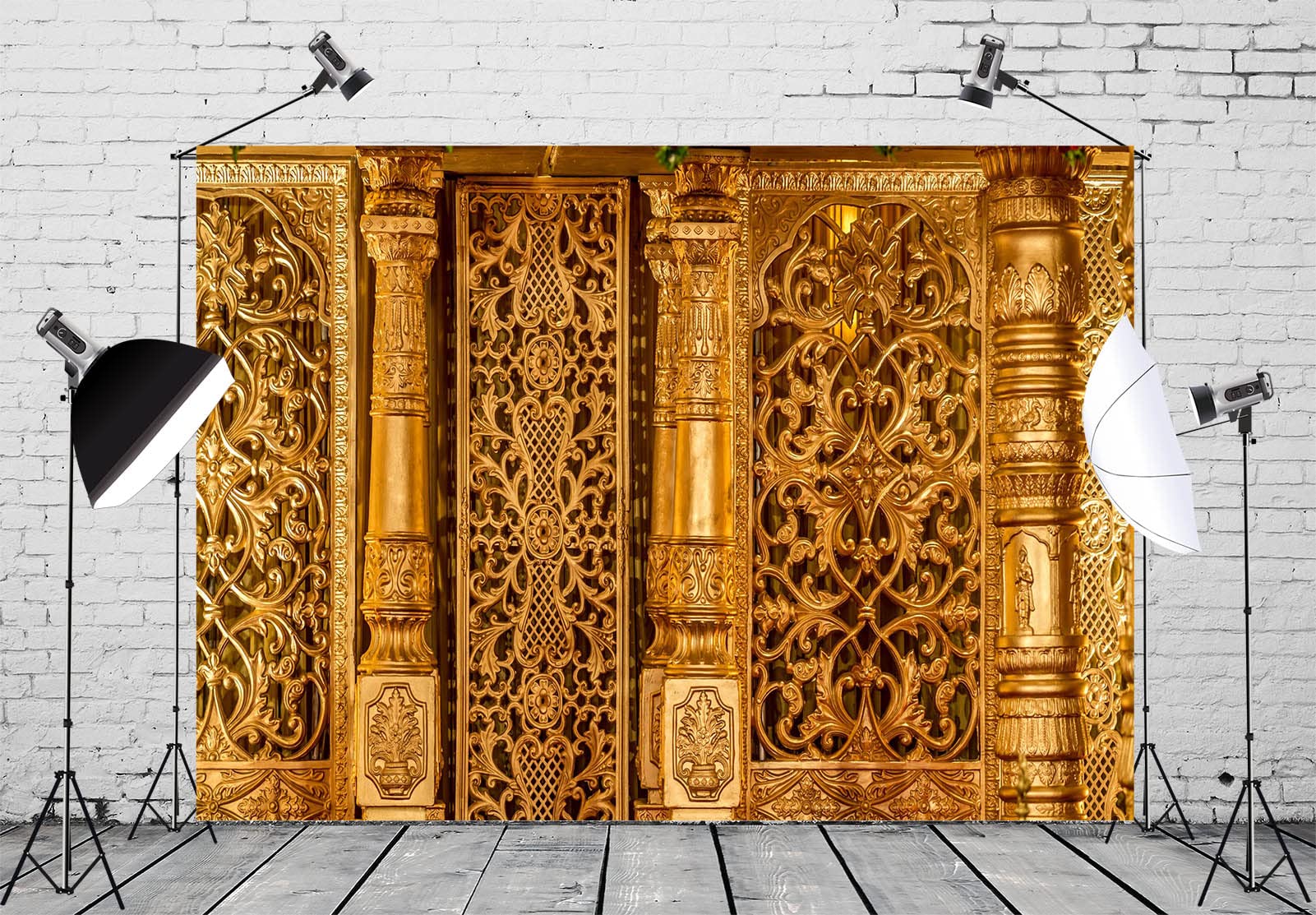 Mua Loccor Fabric 7x5ft Hindu Temple Backdrop Golden Indian Traditional ...