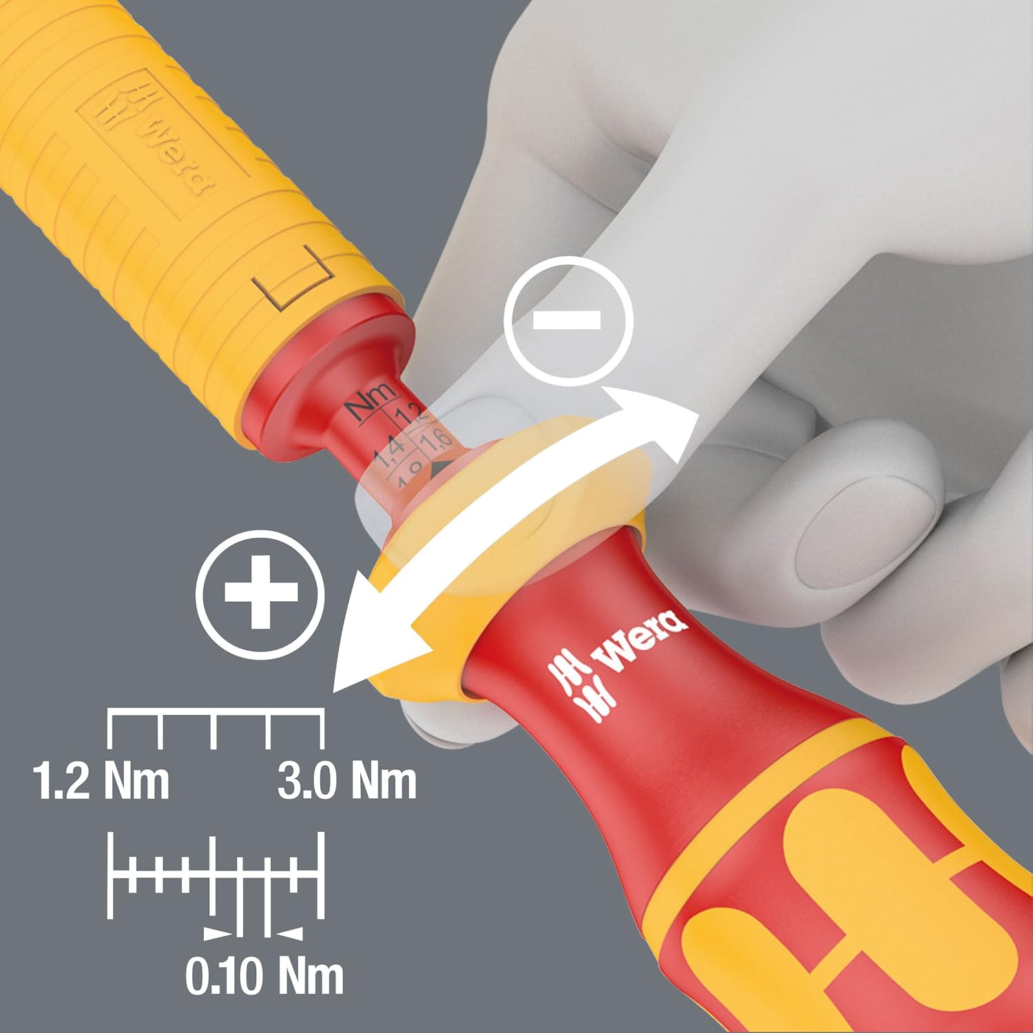 Wera 7441 Kraftform VDE Adjustable Torque Screwdriver Handle 1.2-3Nm ...