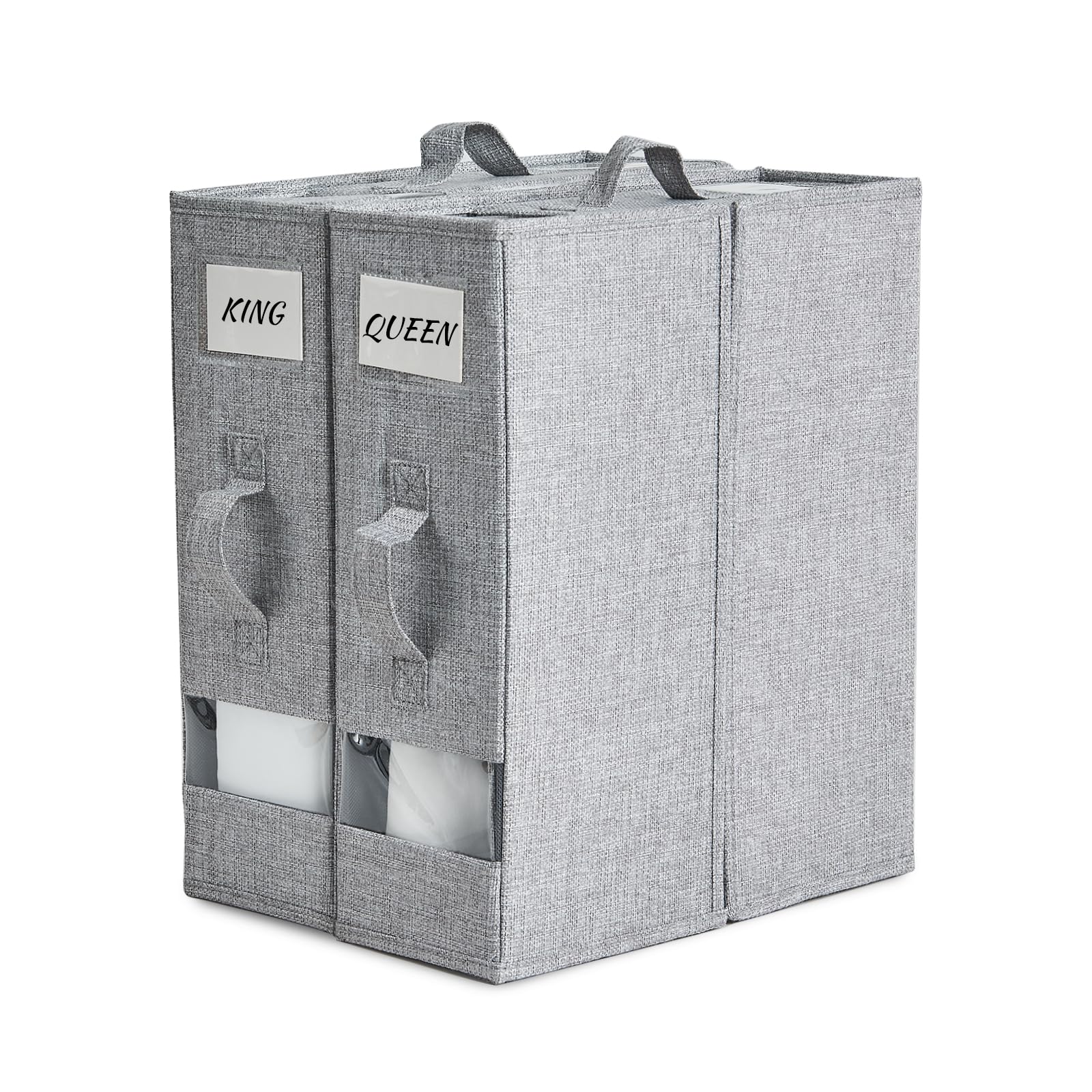 HOdo Home Sheet Organizer Containers with handles, Foldable Grey Fabric ...